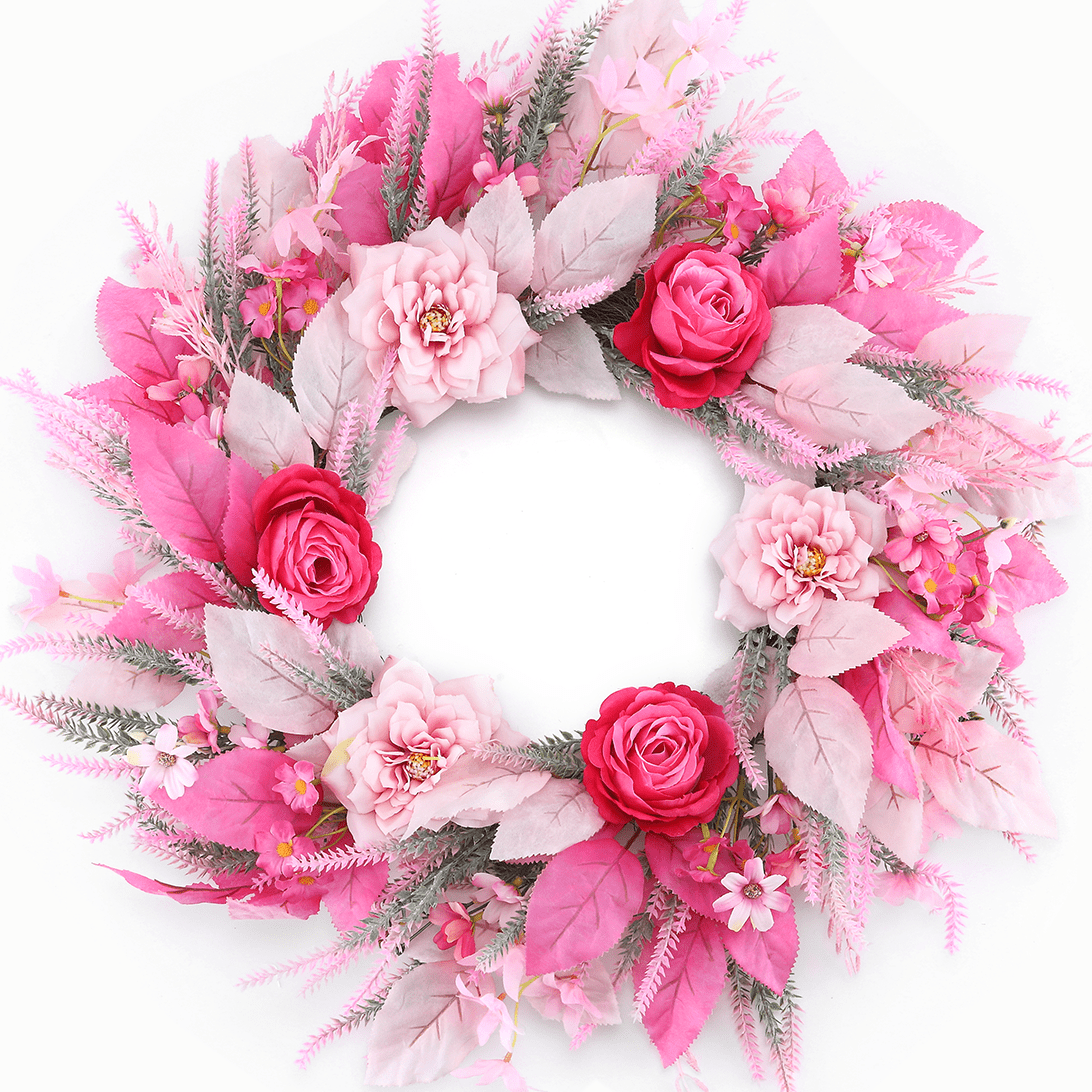 Farship 24 Inches Spring Wreaths for Front Door Artificial Silk Wreath ...