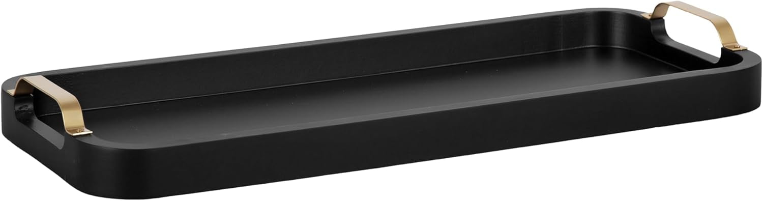Farson Modern Decorative Wood Rectangle Tray with Handles, 10 X 24 ...