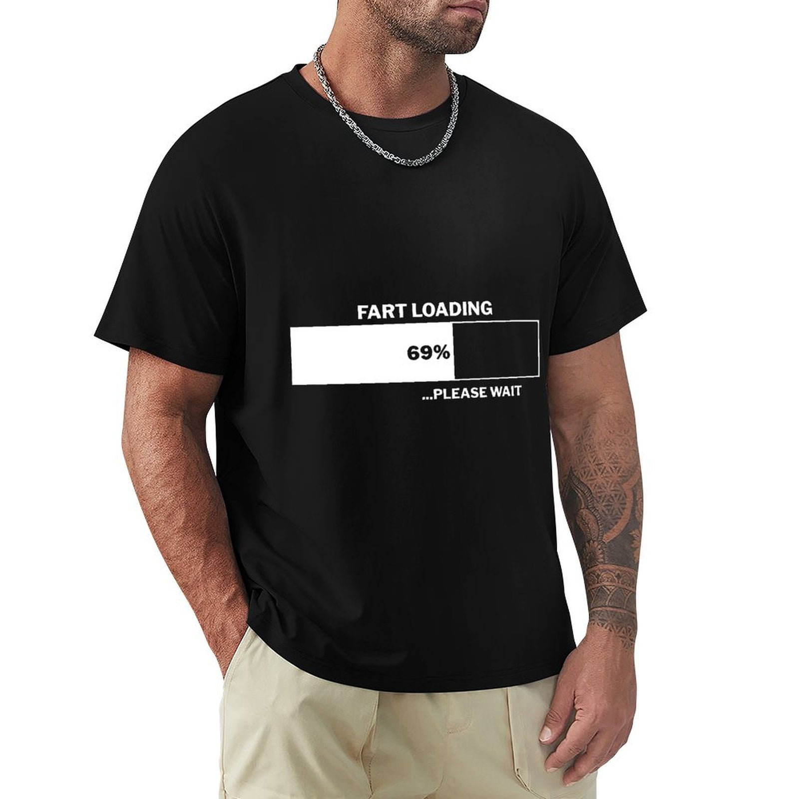 Fart Loading Men's Cotton HD Print Short Sleeve T-Shirt Crew Neck Top ...