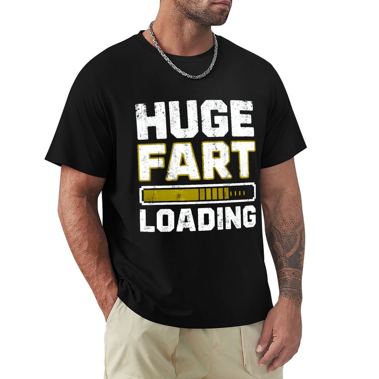 Fart Loading Men's Cotton HD Print Short Sleeve T-Shirt Crew Neck Top ...