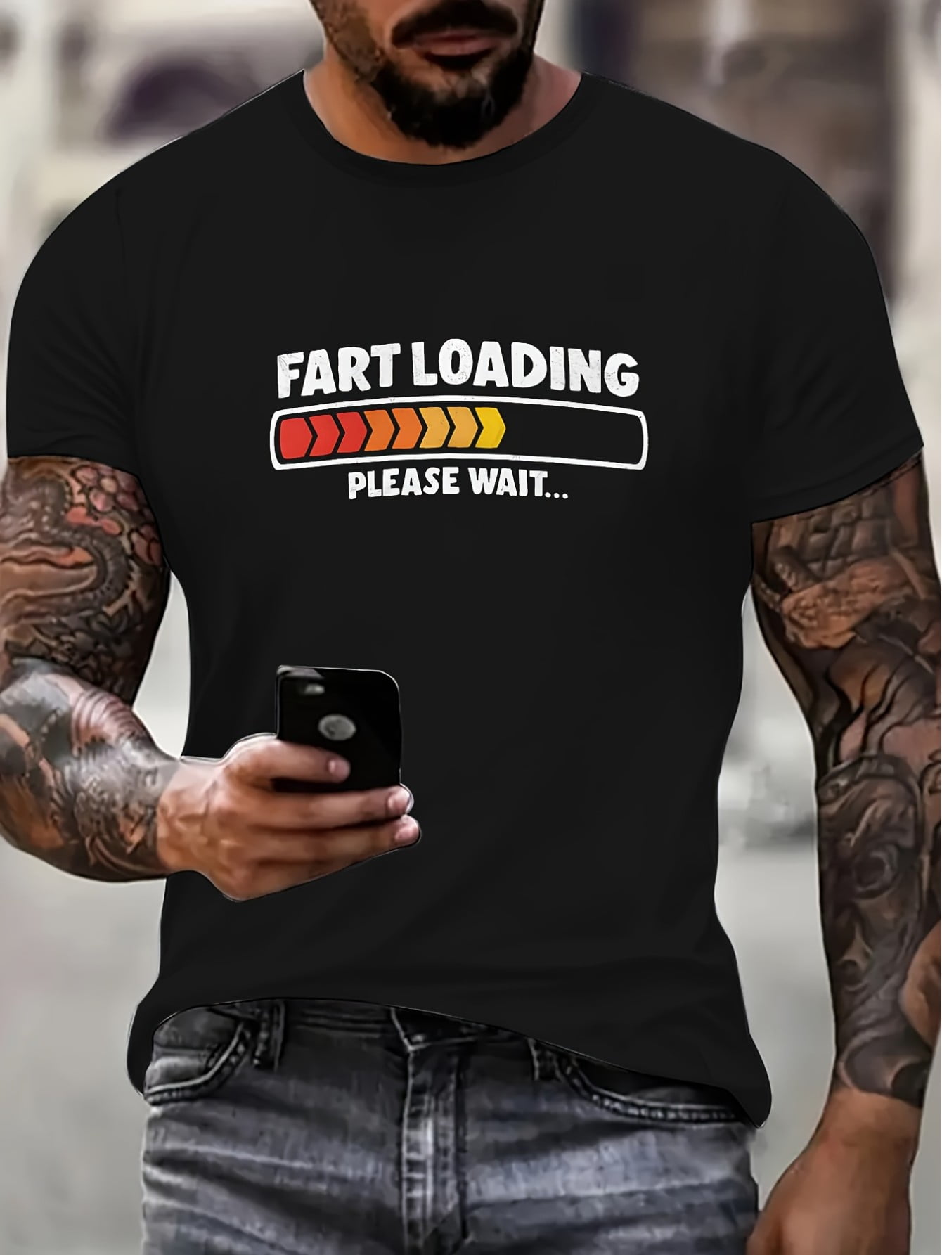 Fart Loading Print Men's Casual T-Shirt, Soft Breathable And ...