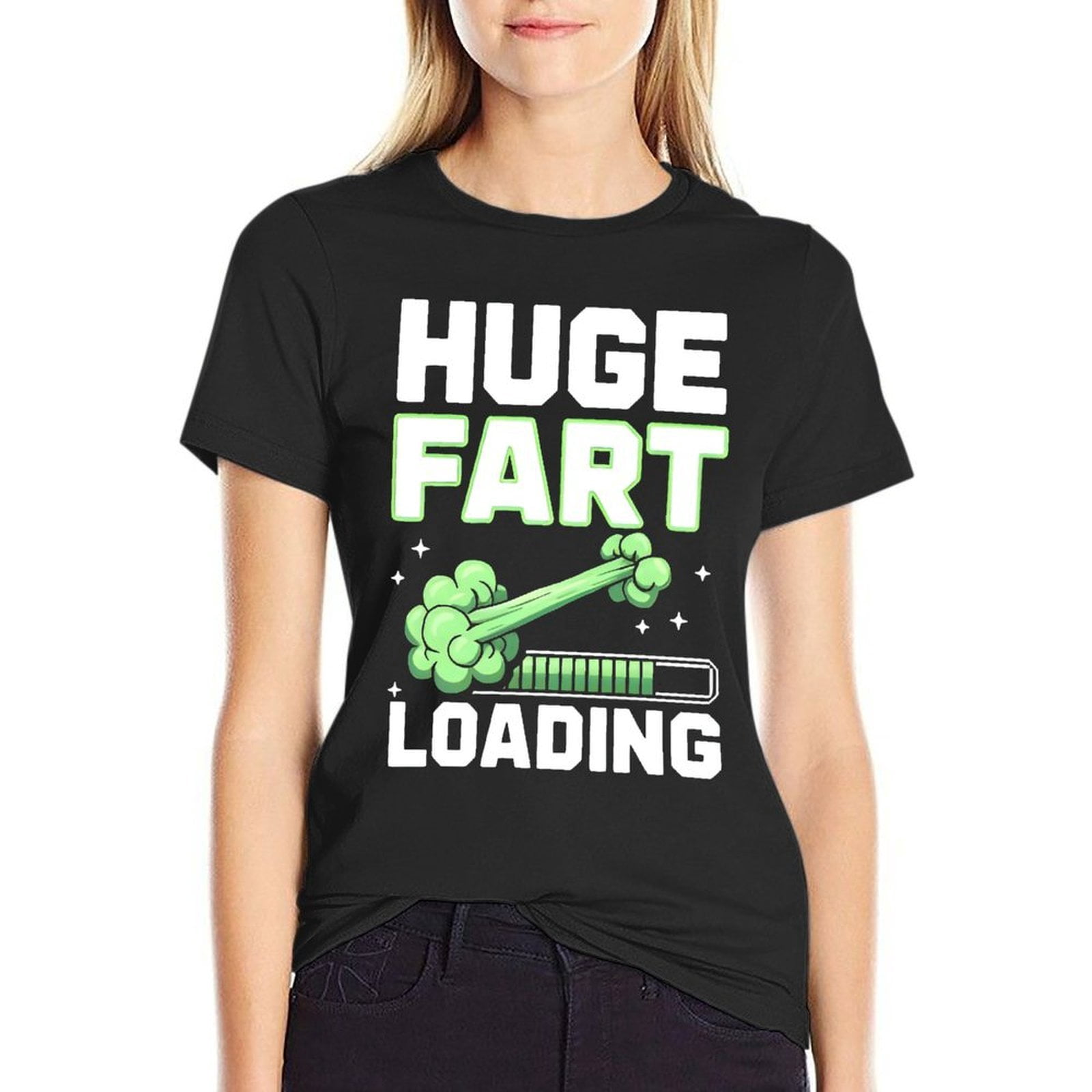 Fart Loading Women’s Short Sleeve Cotton T-Shirt HD Graphic Printed Tee ...