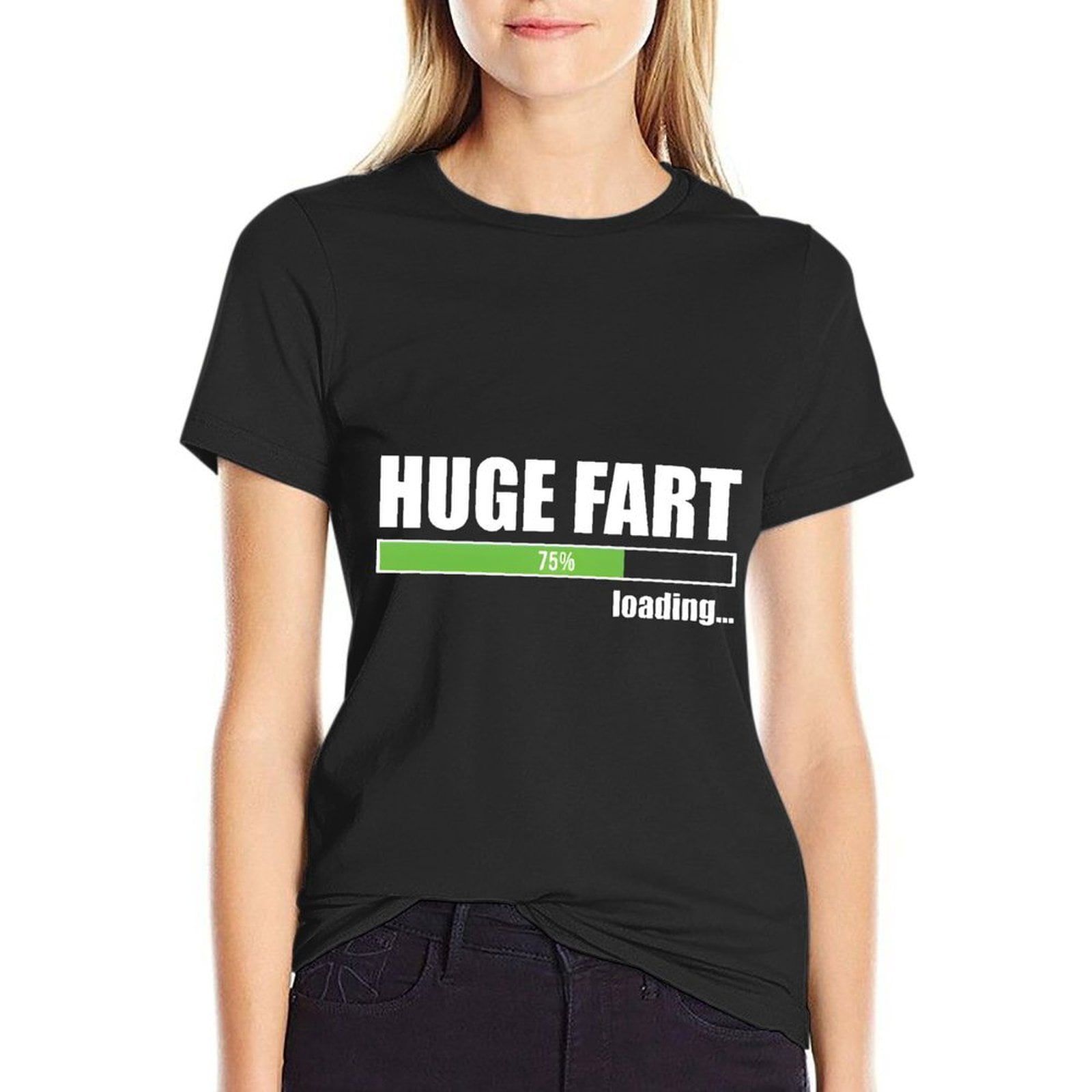 Fart Loading Women’s Short Sleeve Cotton T-Shirt HD Graphic Printed Tee ...