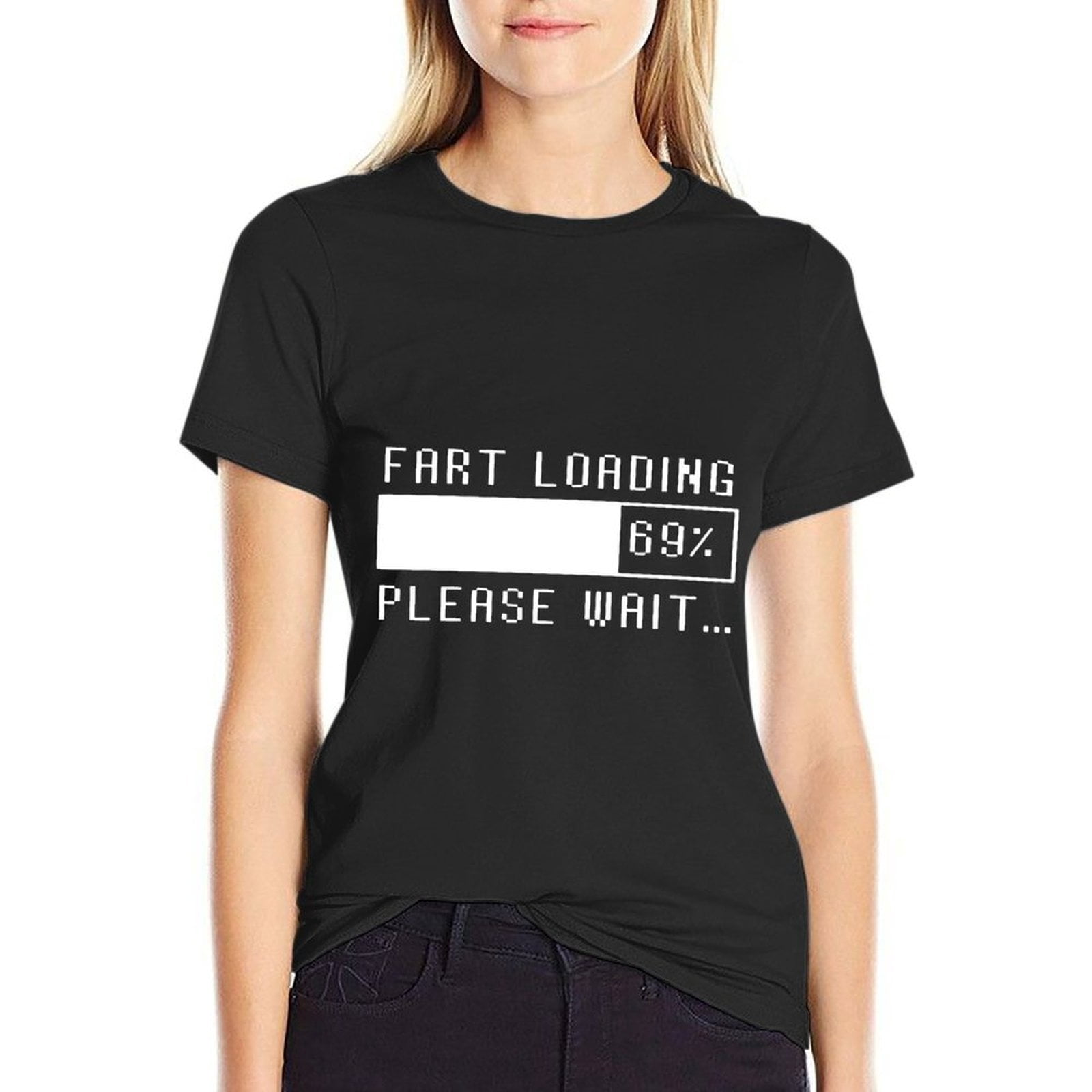 Fart Loading Women’s Short Sleeve Cotton T-Shirt HD Graphic Printed Tee ...