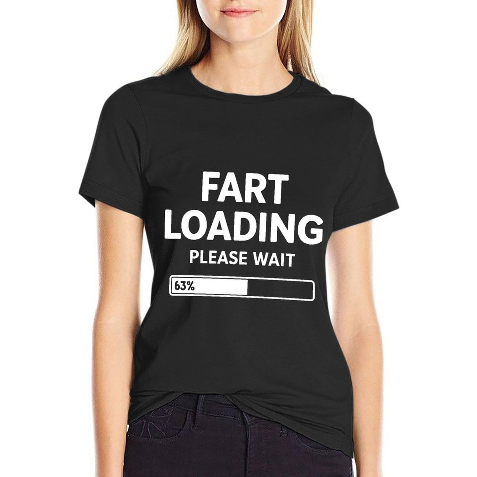 Fart Loading Women’s Short Sleeve Cotton T-Shirt HD Graphic Printed Tee ...