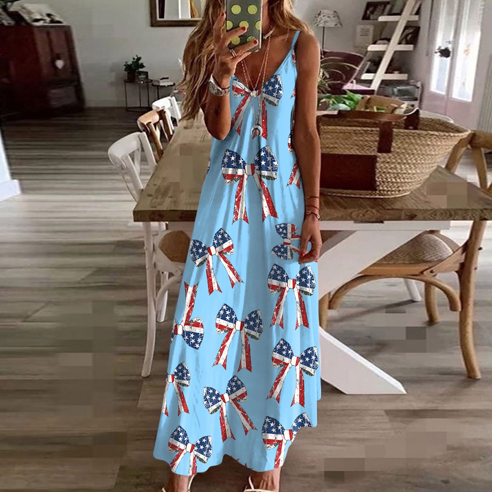 Fartey 4th of July Dress for Women Cute Flag Graphic Sundresses ...