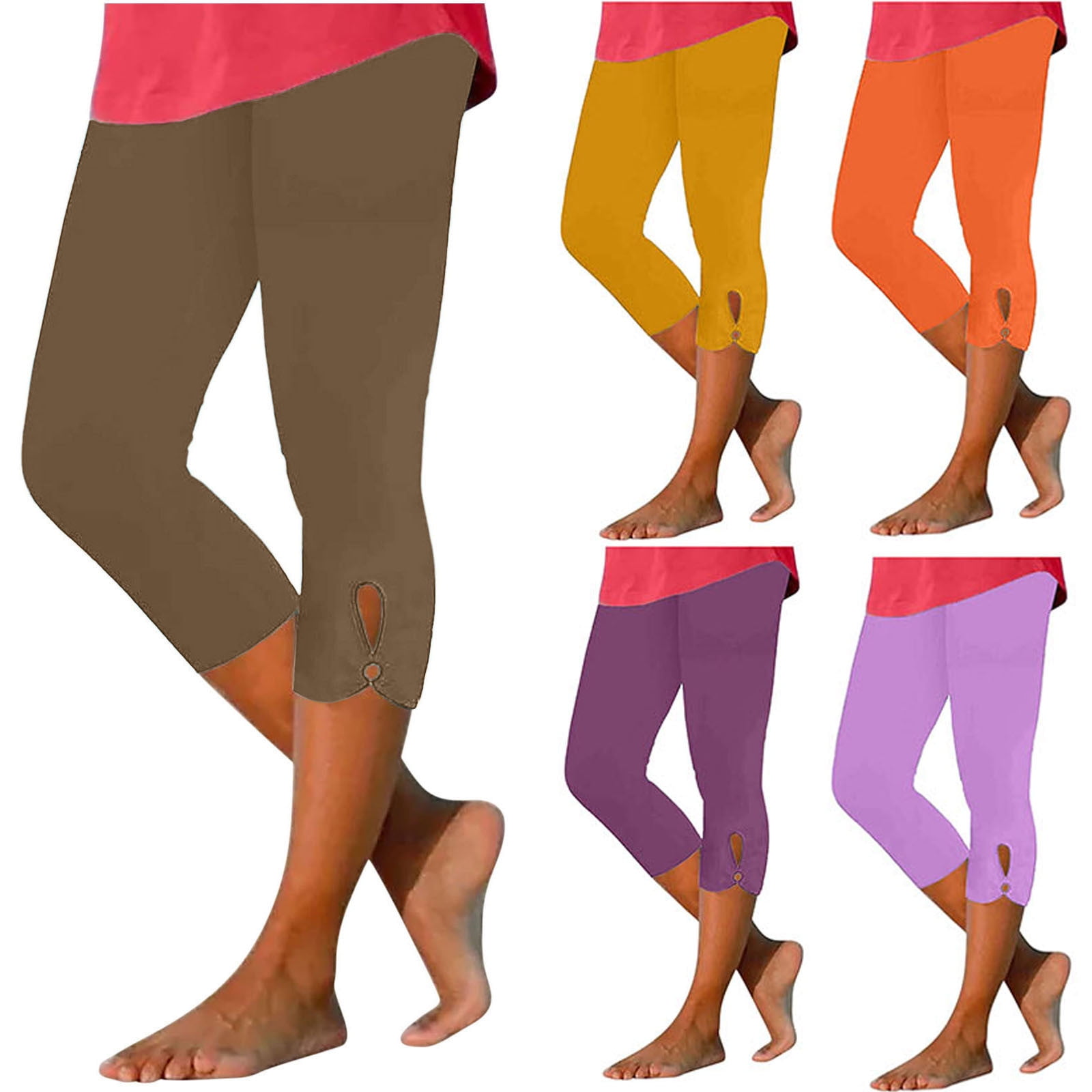 Fartey Capri Leggings for Women Tummy Control High Waisted Yoga Pants ...