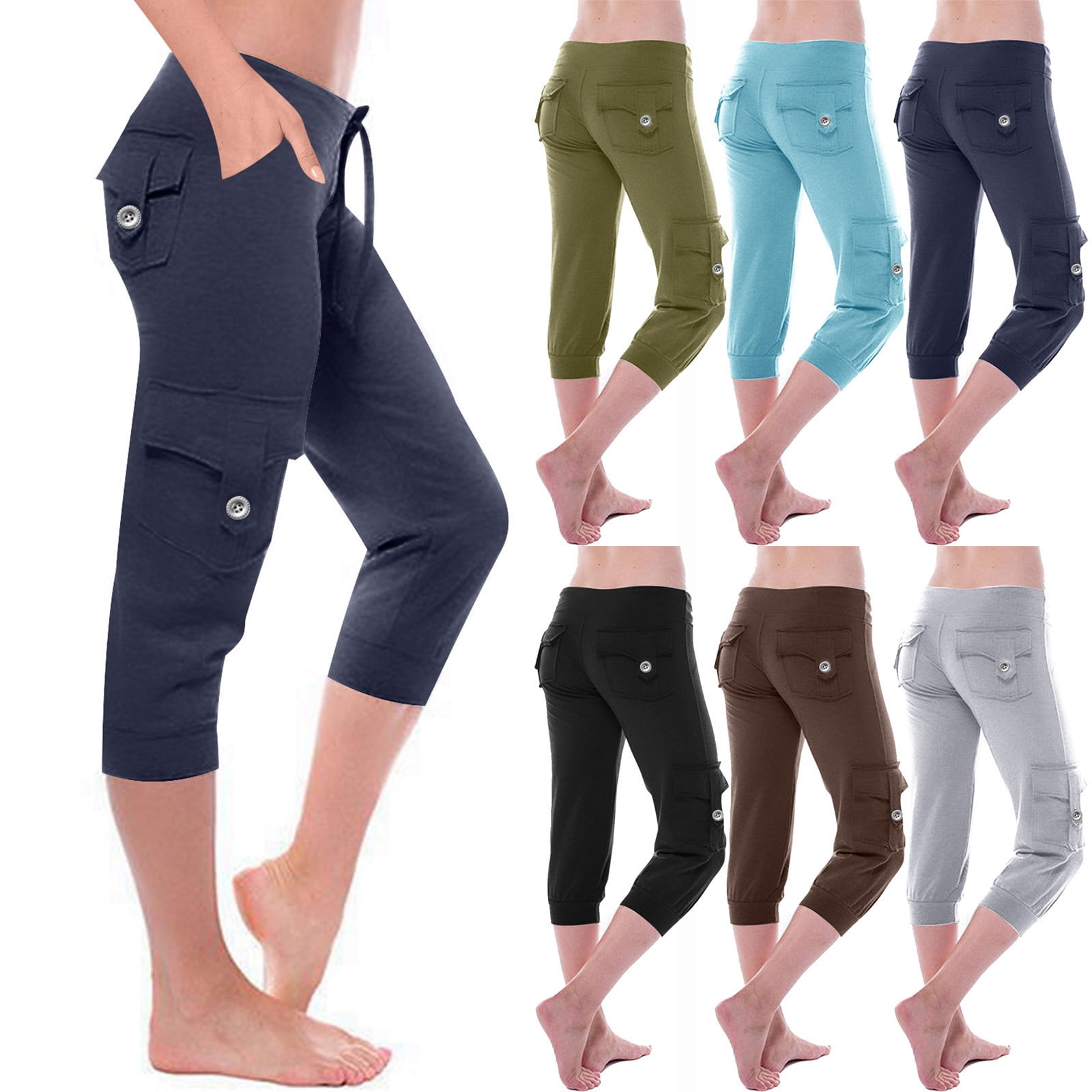 Fartey Cargo Capris for Women with Multi-Pockets Lightweight Outdoor ...