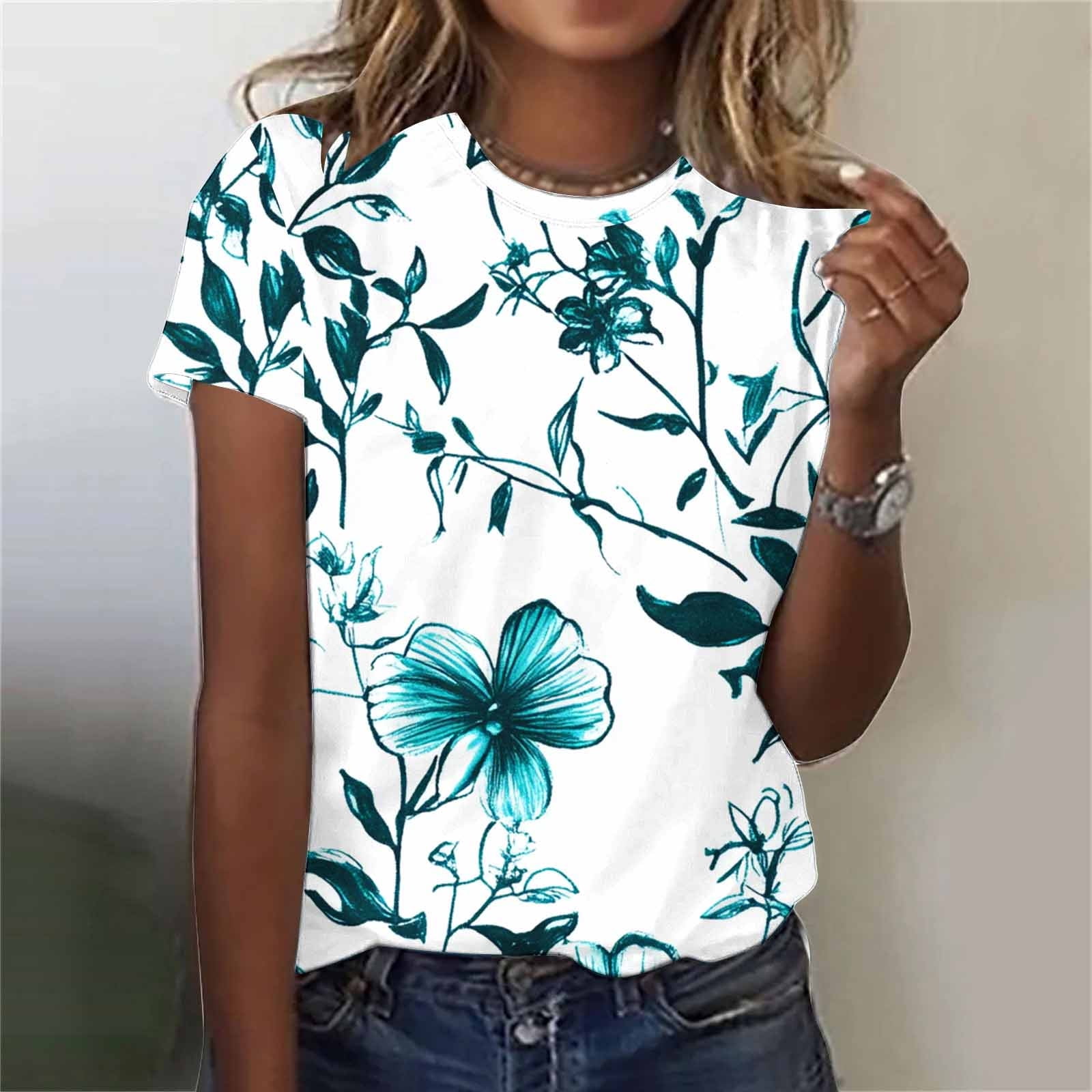 Fartey Cute Graphic Tees for Women Plus Size Short Sleeve Crewneck Tee ...