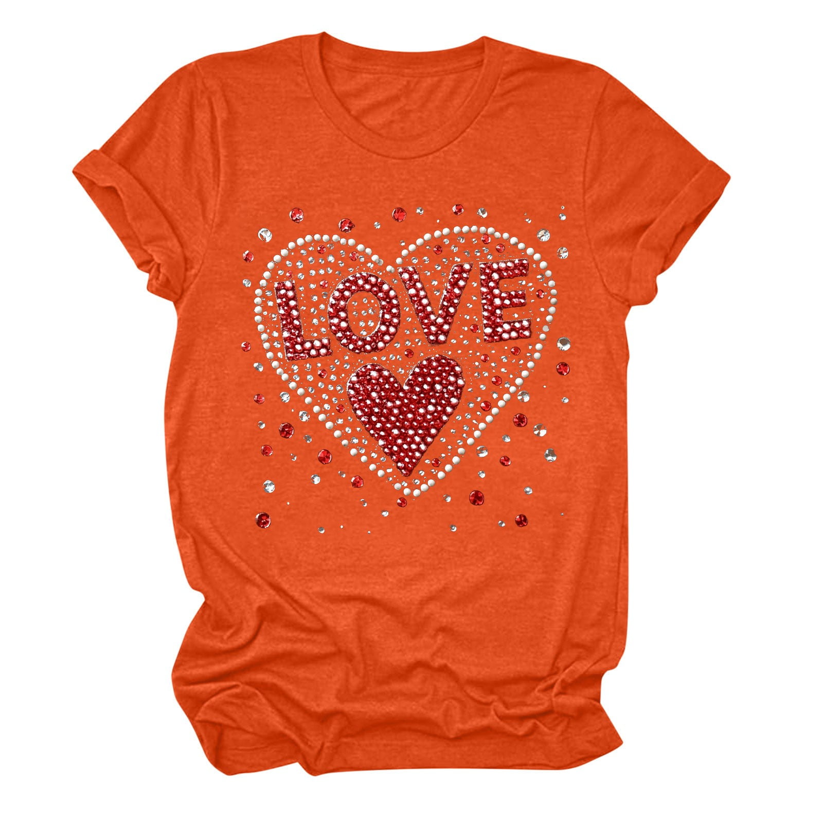 Fartey Cute Love Heart Print T Shirts for Women Dressy Casual Summer Short Sleeve Crew Neck Tops ...