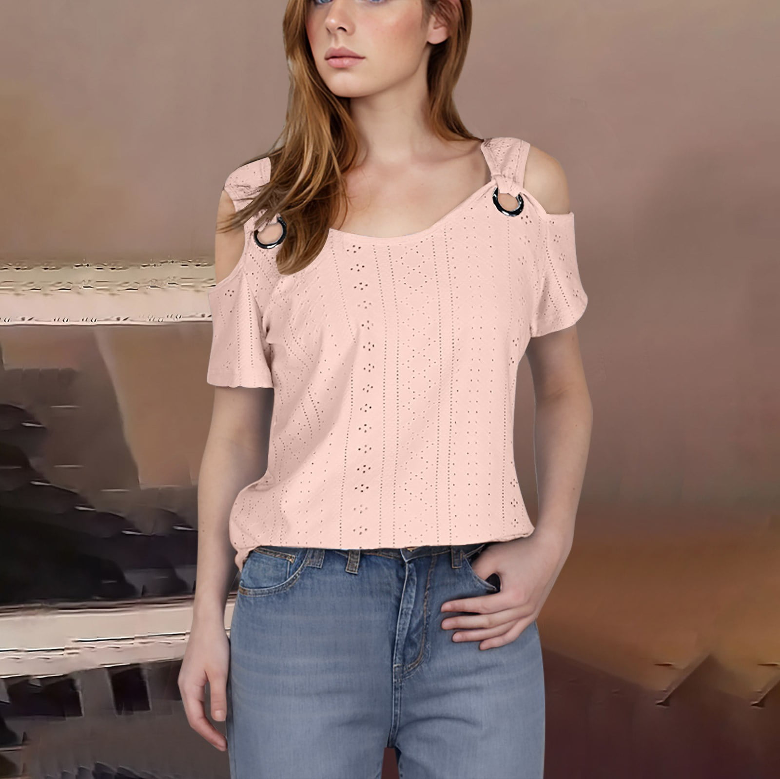 Fartey Elegant Cold Shoulder Tops for Women Plus Size 2025 Summer ...