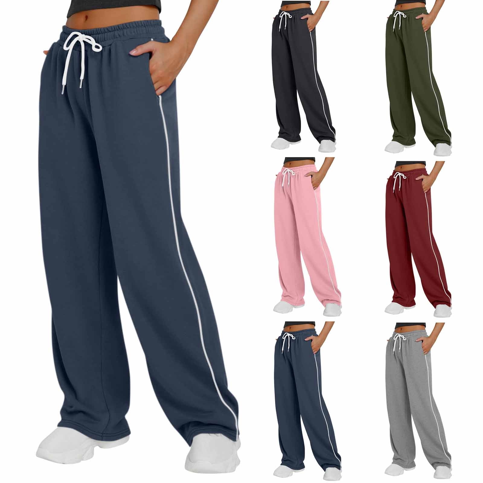 Fartey Jogging Pants Women Wide Leg Sweatpants High Waisted Drawstring ...