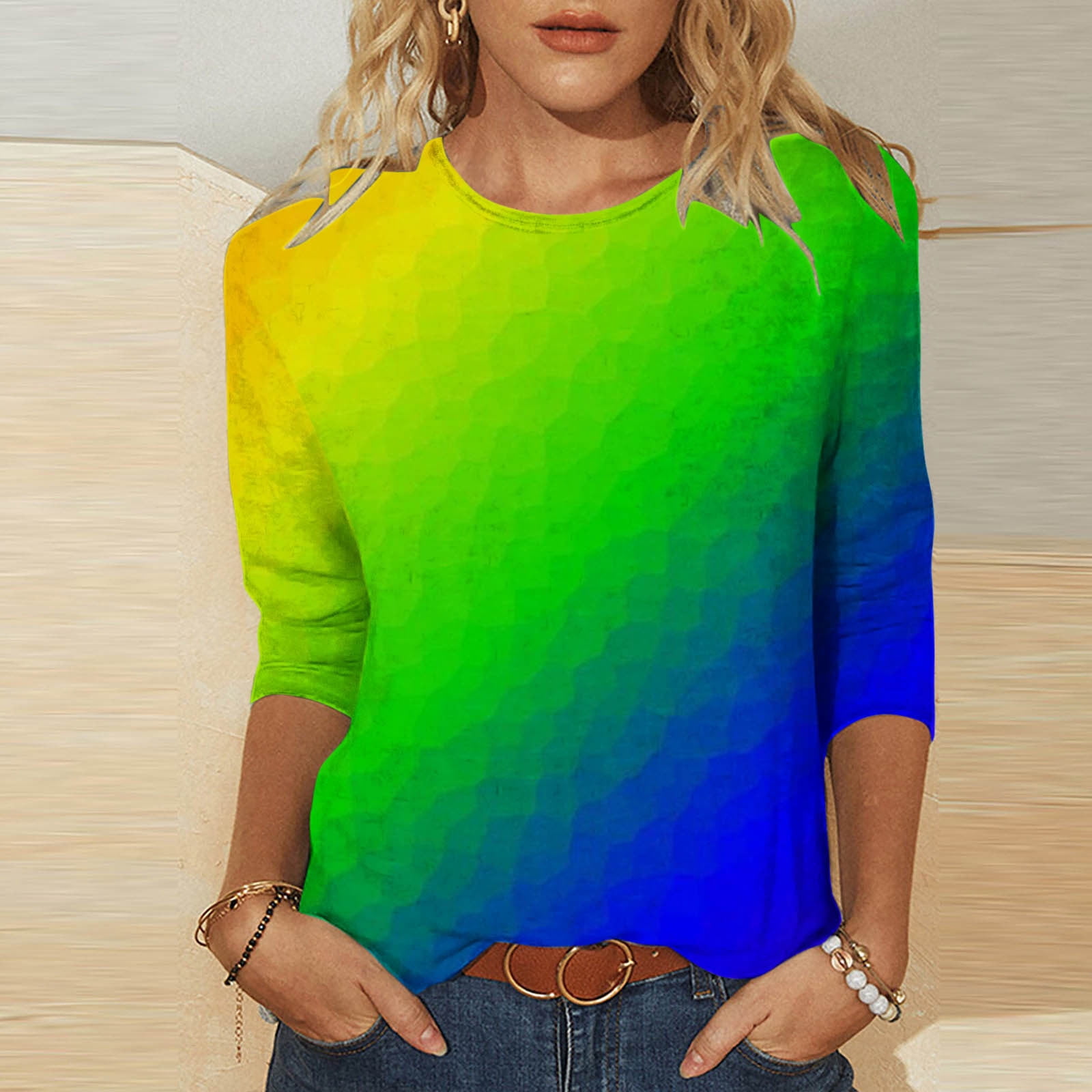 Fartey Mardi Gras Tshirt for Women 3/4 Sleeve Tunic Tops Fashion Fancy ...