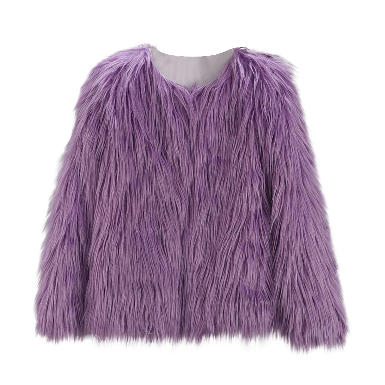 Fartey Plus Size Womens Faux Fur Jacket Coat Cute Fluffy Fuzzy Outewear ...