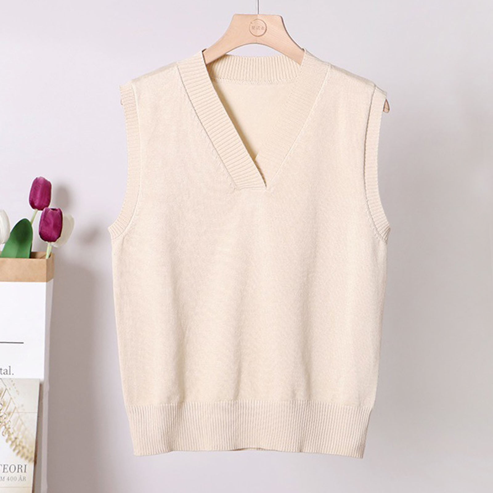 Fartey Plus Size Womens Sweaters Vest 2024 Fall Knitted V Neck Pullover ...