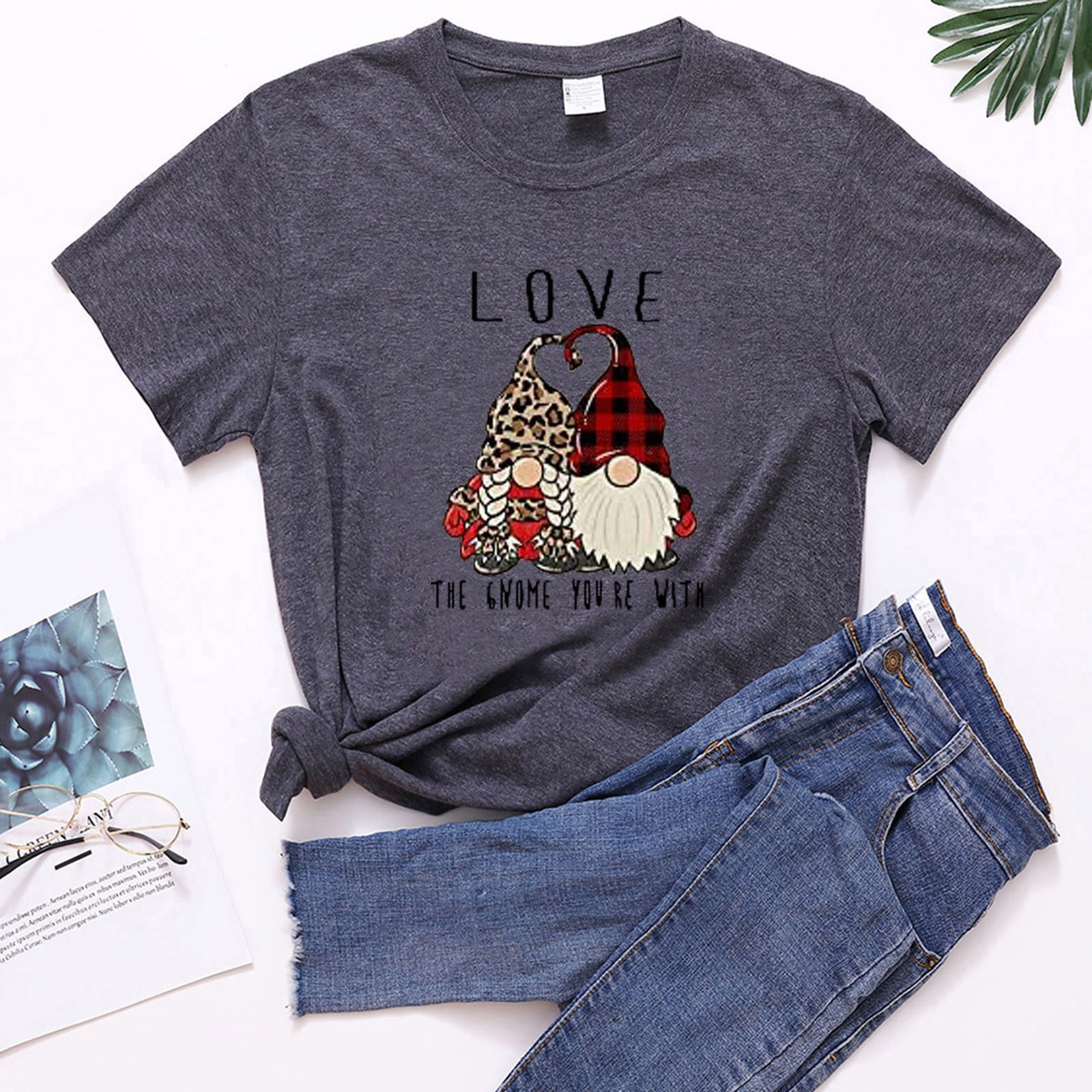 Fartey Short Sleeve T Shirts for Women Trendy Valentine's Day Print Tee Shirts Cute Crew Neck ...