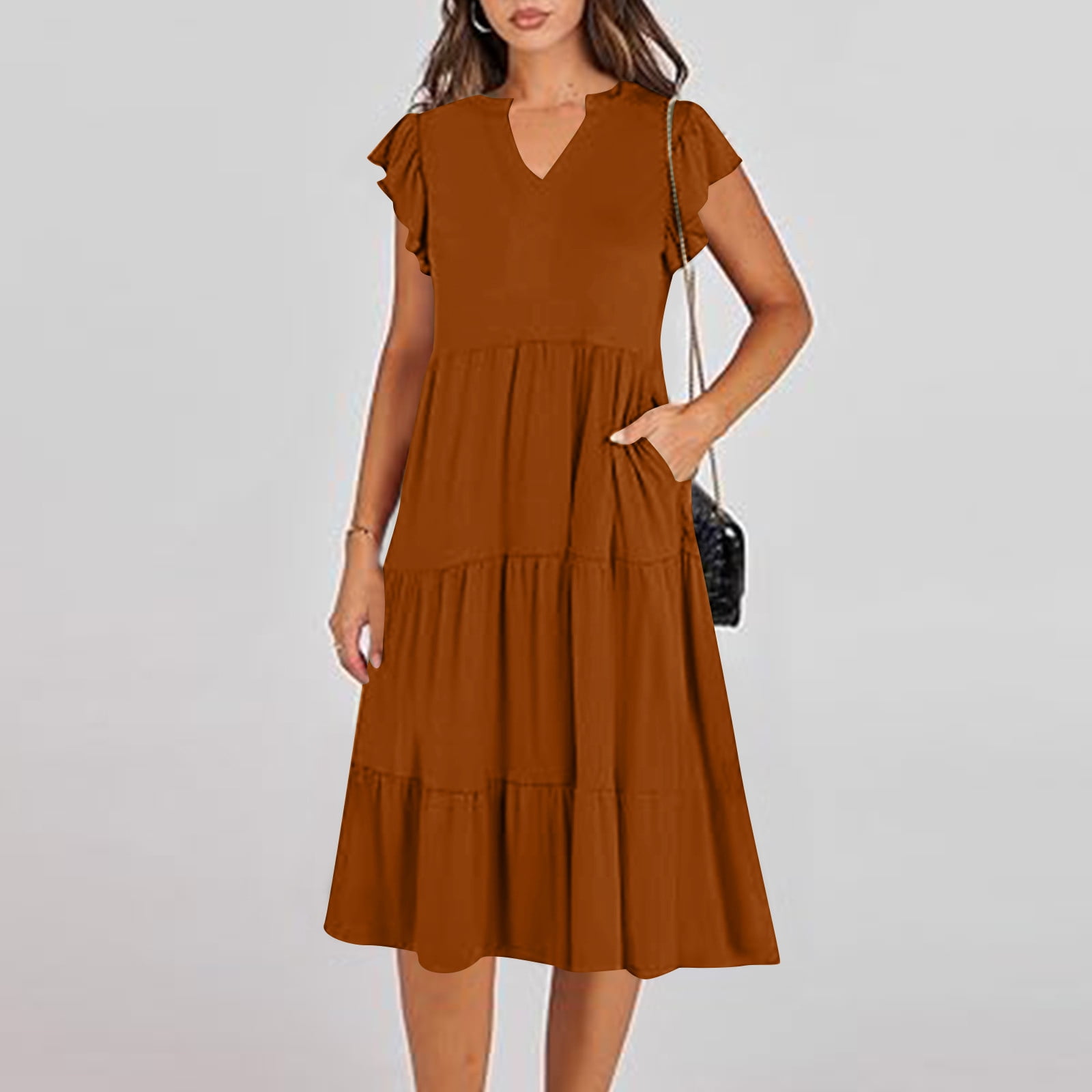 Fartey Sundresses for Women 2025 Flowy Cap Sleeve Tiered Ruffle Dress ...