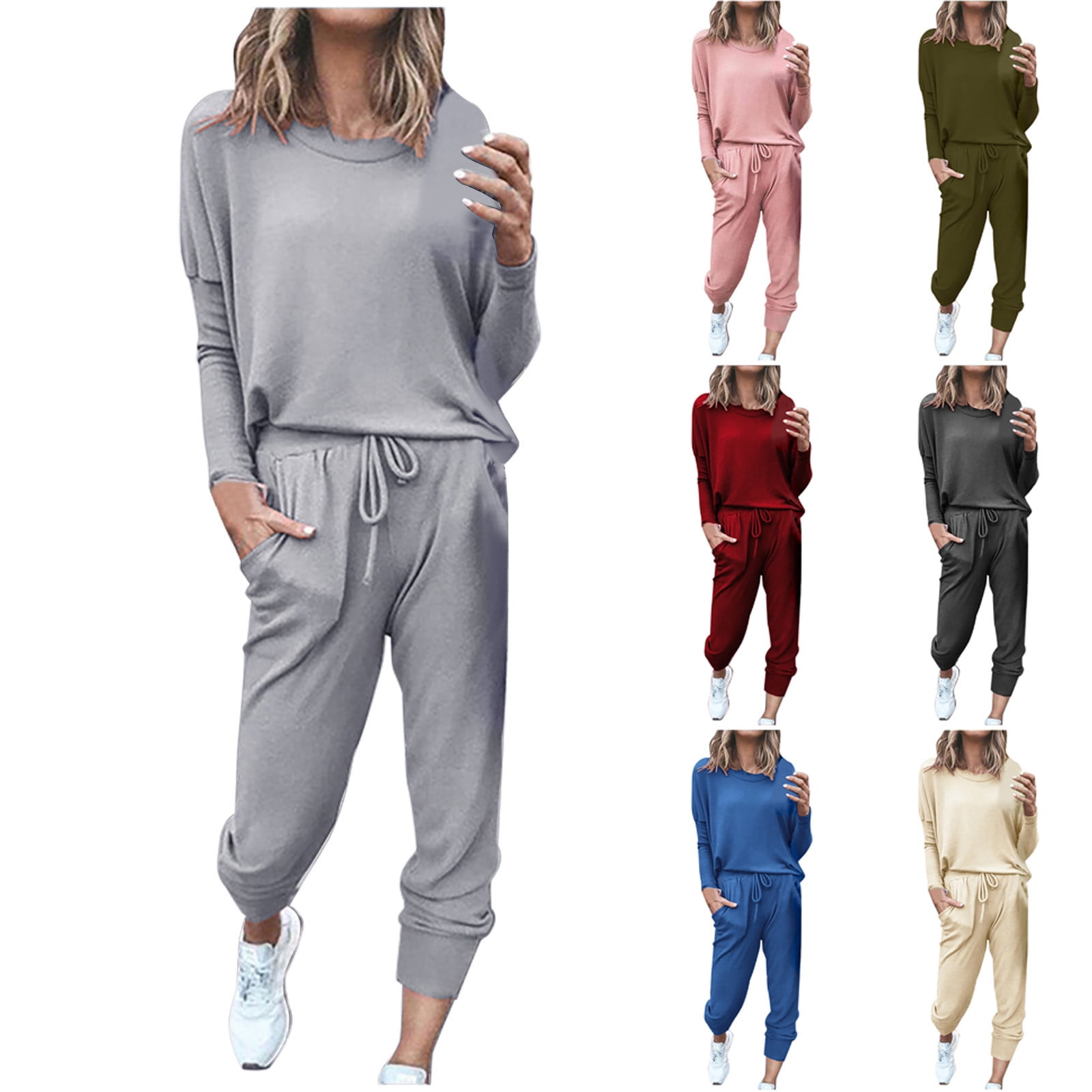 Fartey Sweatsuits for Women Clearance 2 Piece Pant Sets Plus Size Long ...