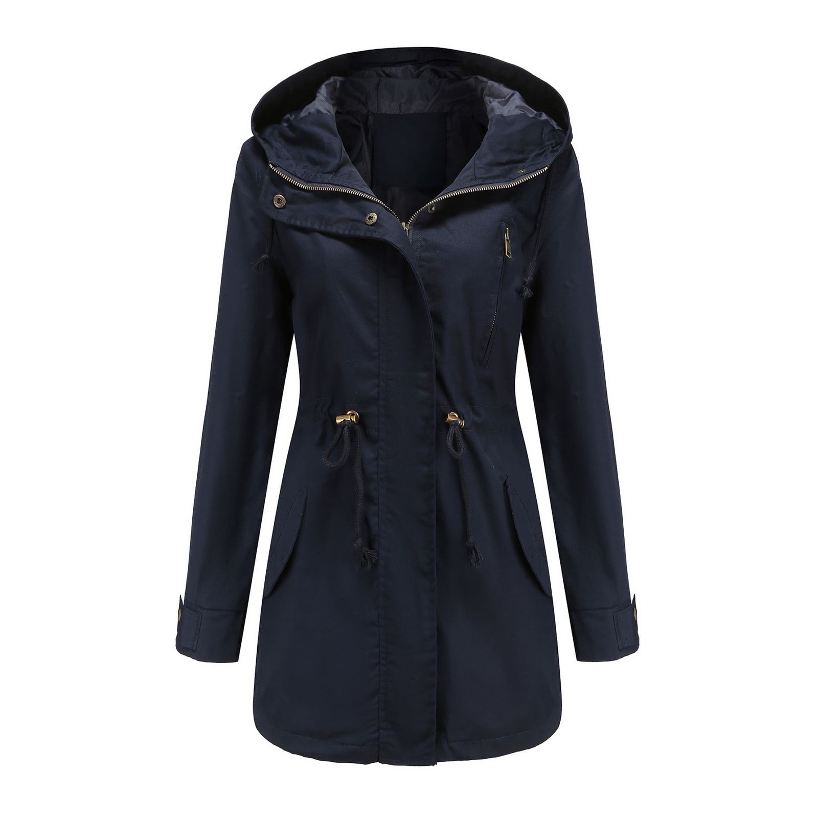 Fartey Women Military Anorak Jackets Zip Up Snap Button Hooded Parka ...