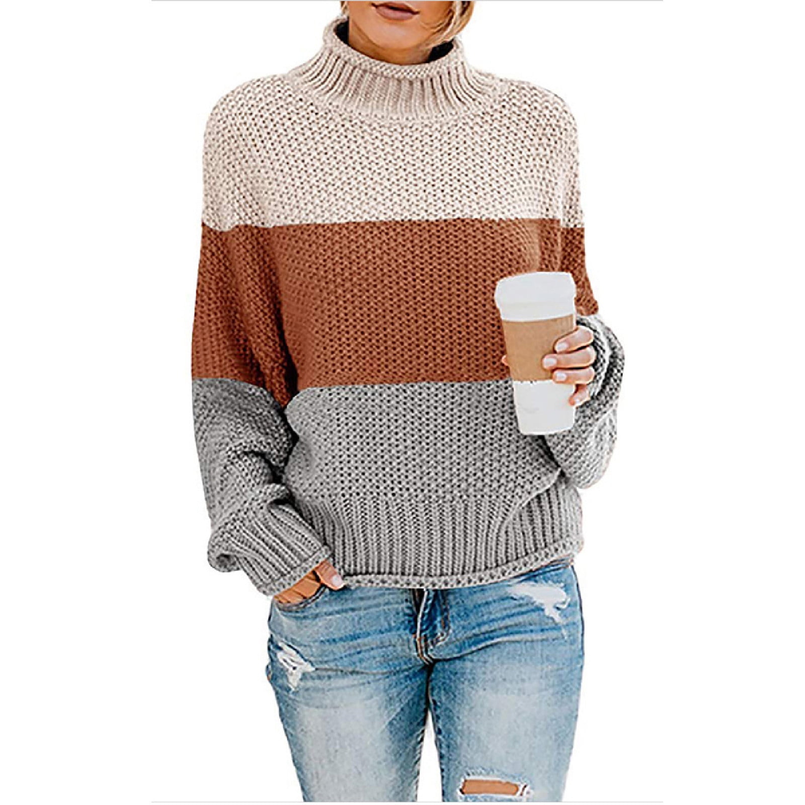 Fartey Women's 2024 Turtleneck Sweaters Oversized Chunky Knitted ...