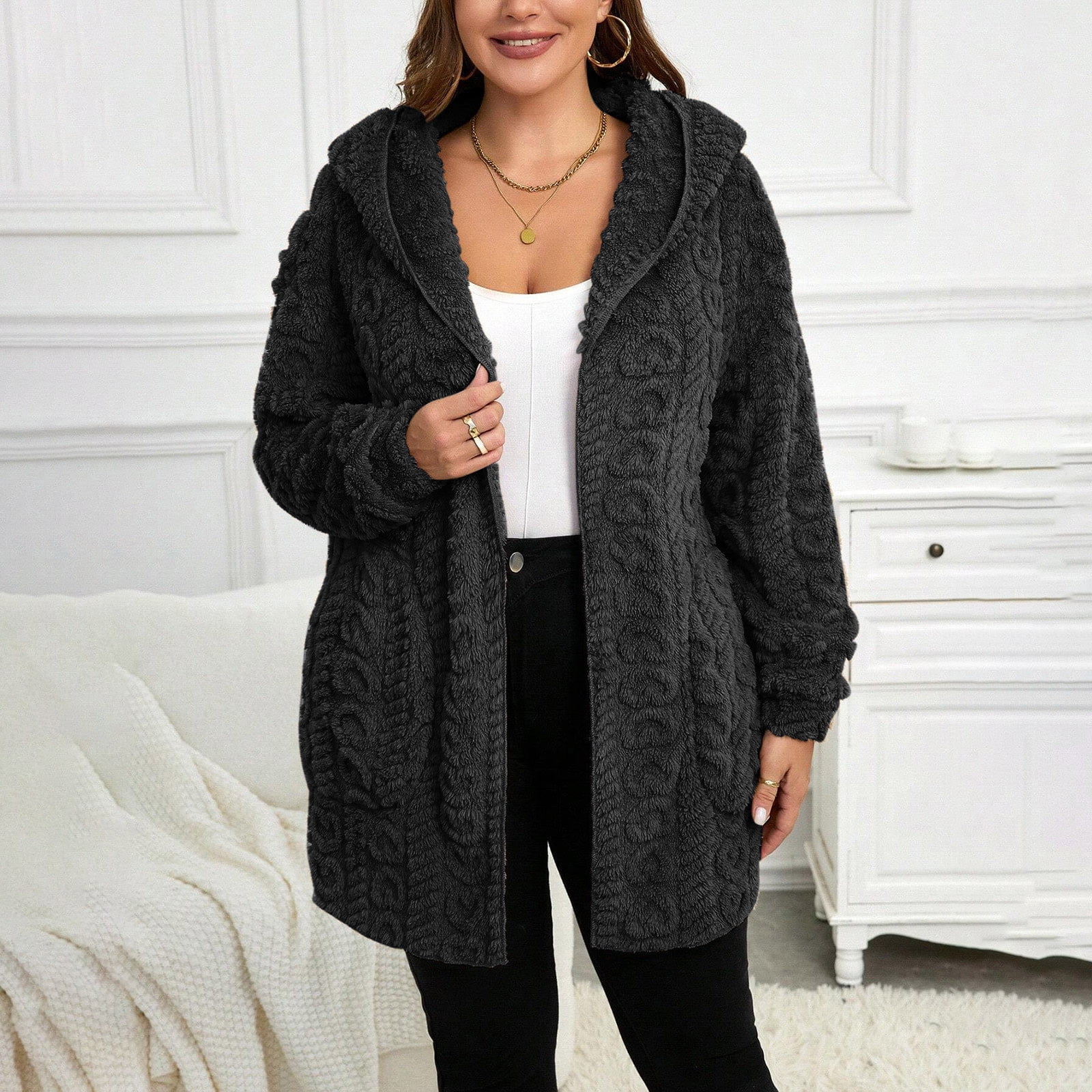 Fartey Women's Casual Fleece Jacket Sherpa Fuzzy Hoodie Jackets ...