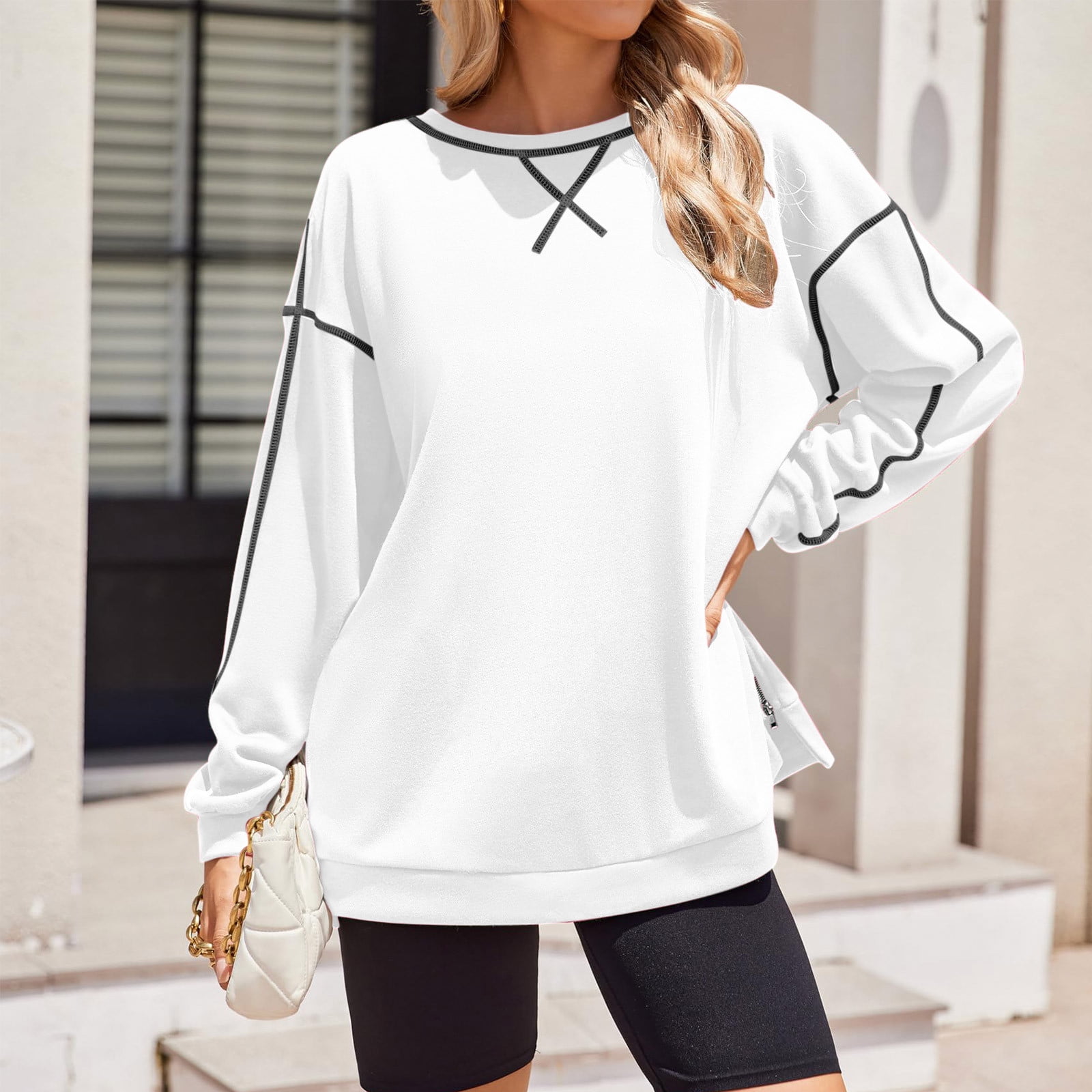 Fartey Women's Oversized Sweatshirts Soft Comfy Long Sleeve Crew Neck ...