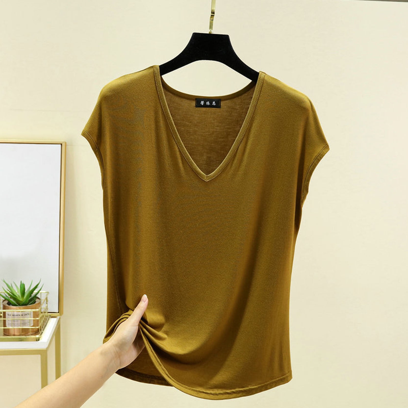 Fartey Women's Summer Tank Tops Soft Comfy Crew Neck Cap Sleeve Shirts ...