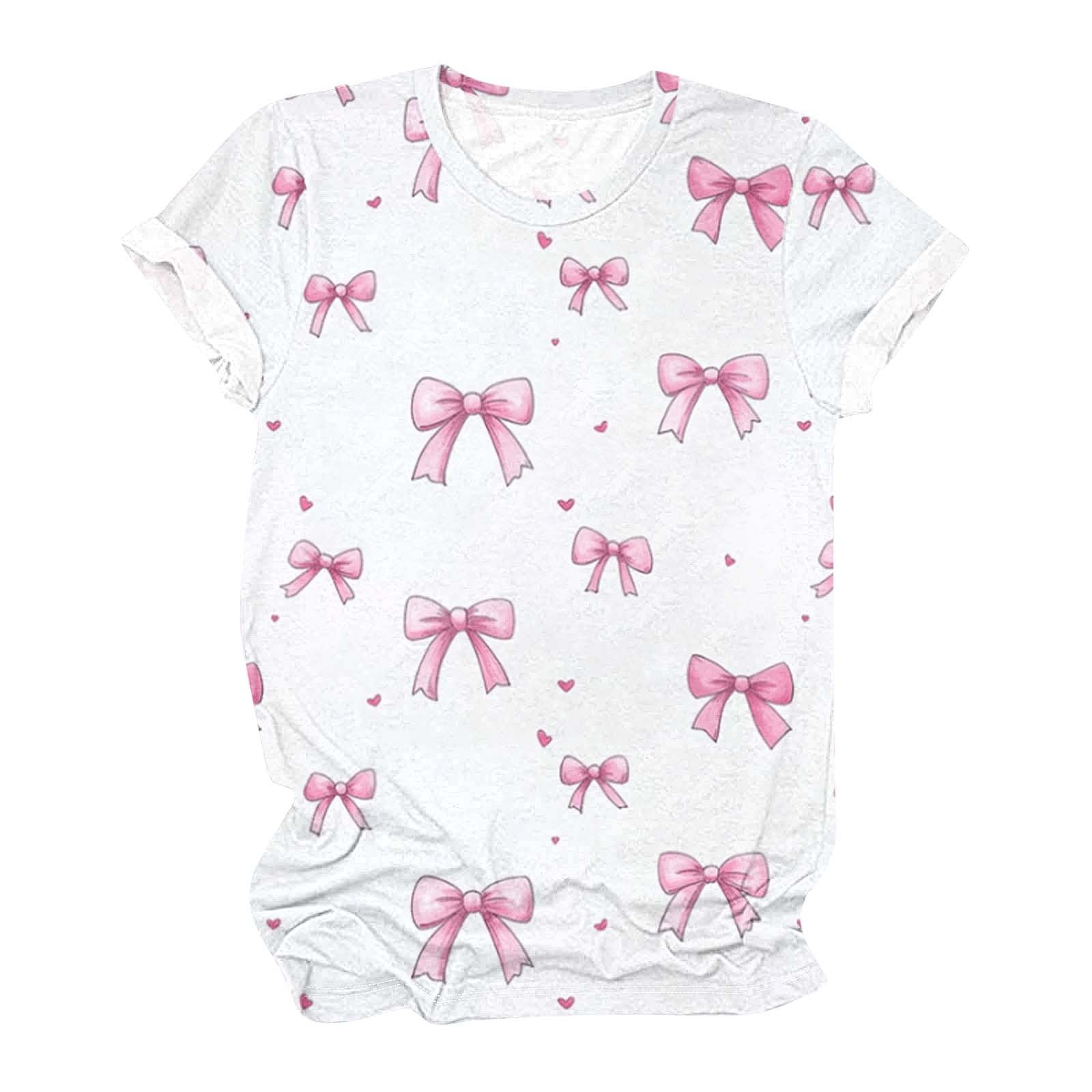 Fartey Womens Plus Size Tops Clearance Cute Valentine's Day Print Short Sleeve T-shirt Novelty ...