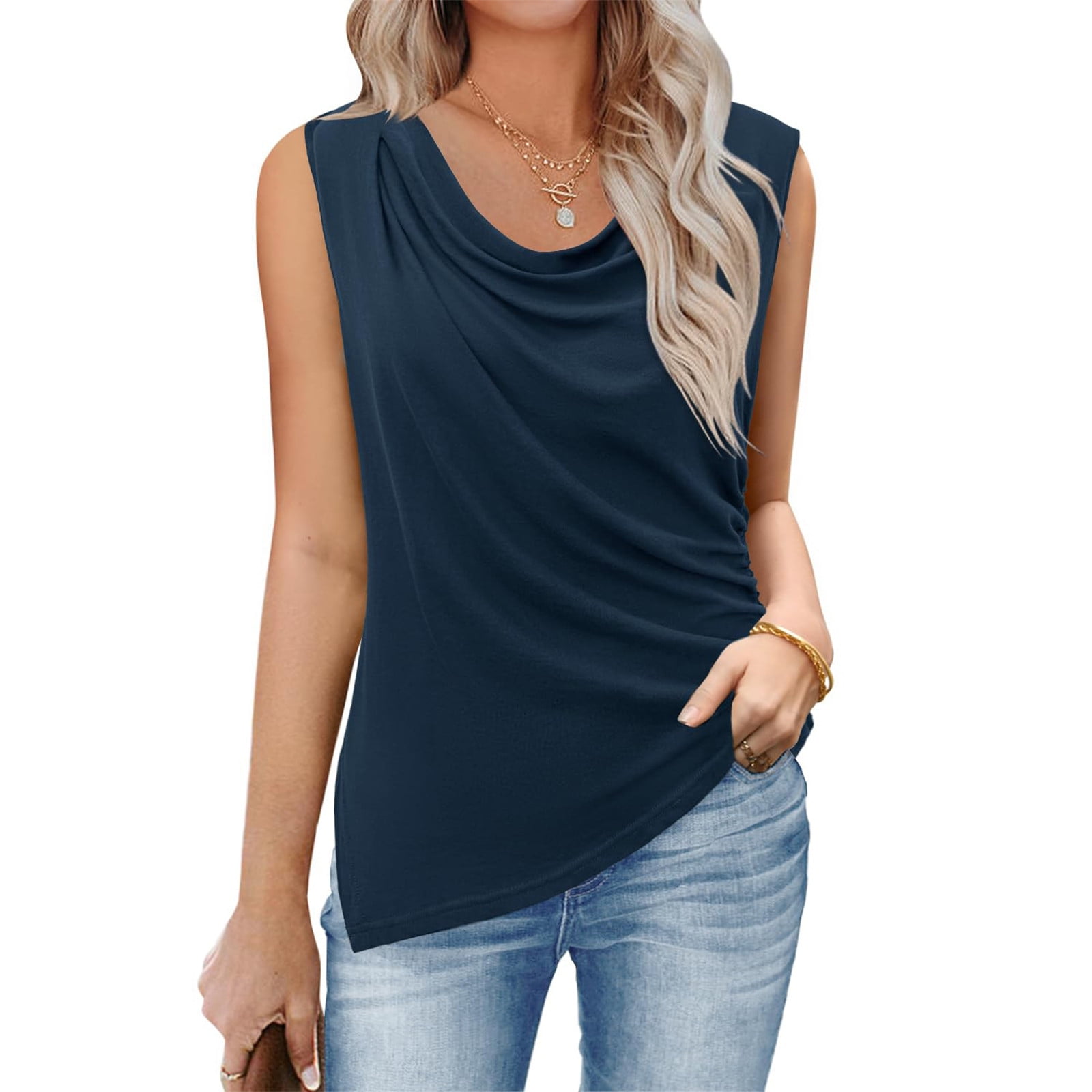 Fartey Womens Summer Tank Tops Loose Casual Cowl Neck Tanks Soft ...