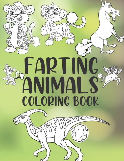 Farting Animal Coloring Book: Farting Animals Coloring. Cute Dinosaur, Cat And Horse Farting ...