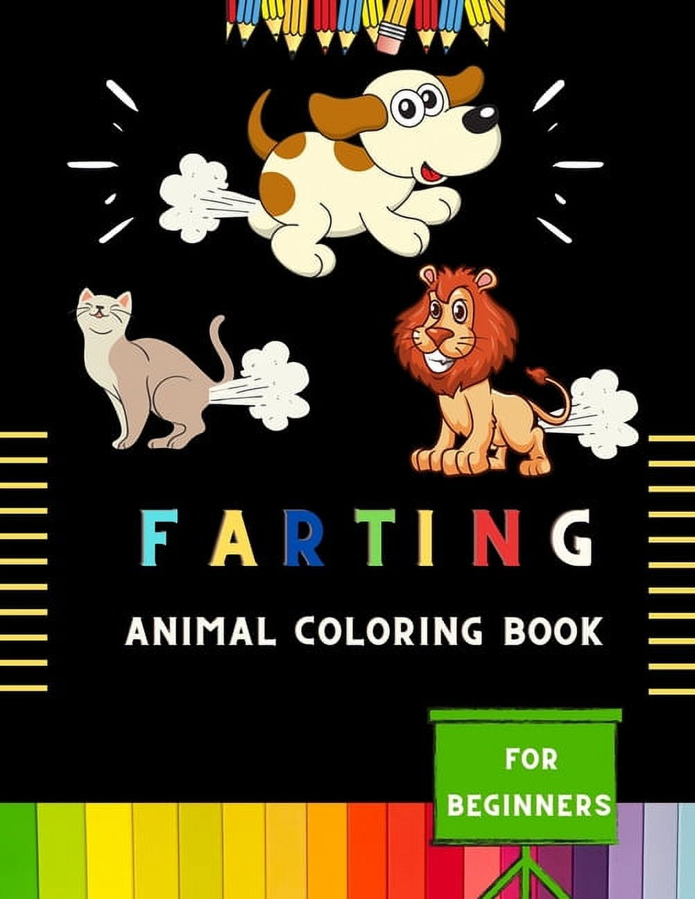 Farting animal coloring book for beginners : Easy funny farting animal coloring book for kids ...