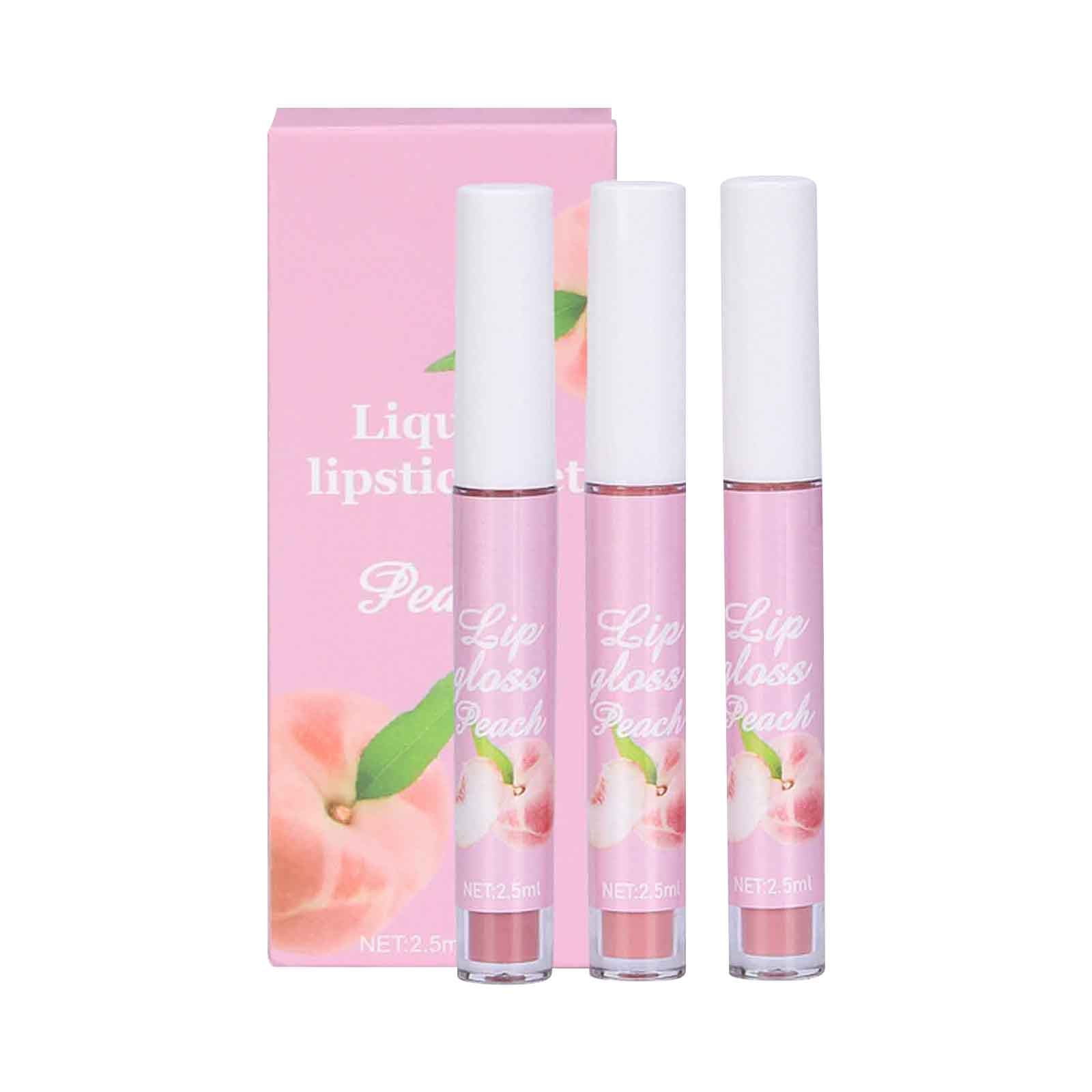 Farvoery 3 Pack Fruit Lip Gloss Set Box With Velvet And Non Stick Cup Lip Glaze Liquid Lipstick