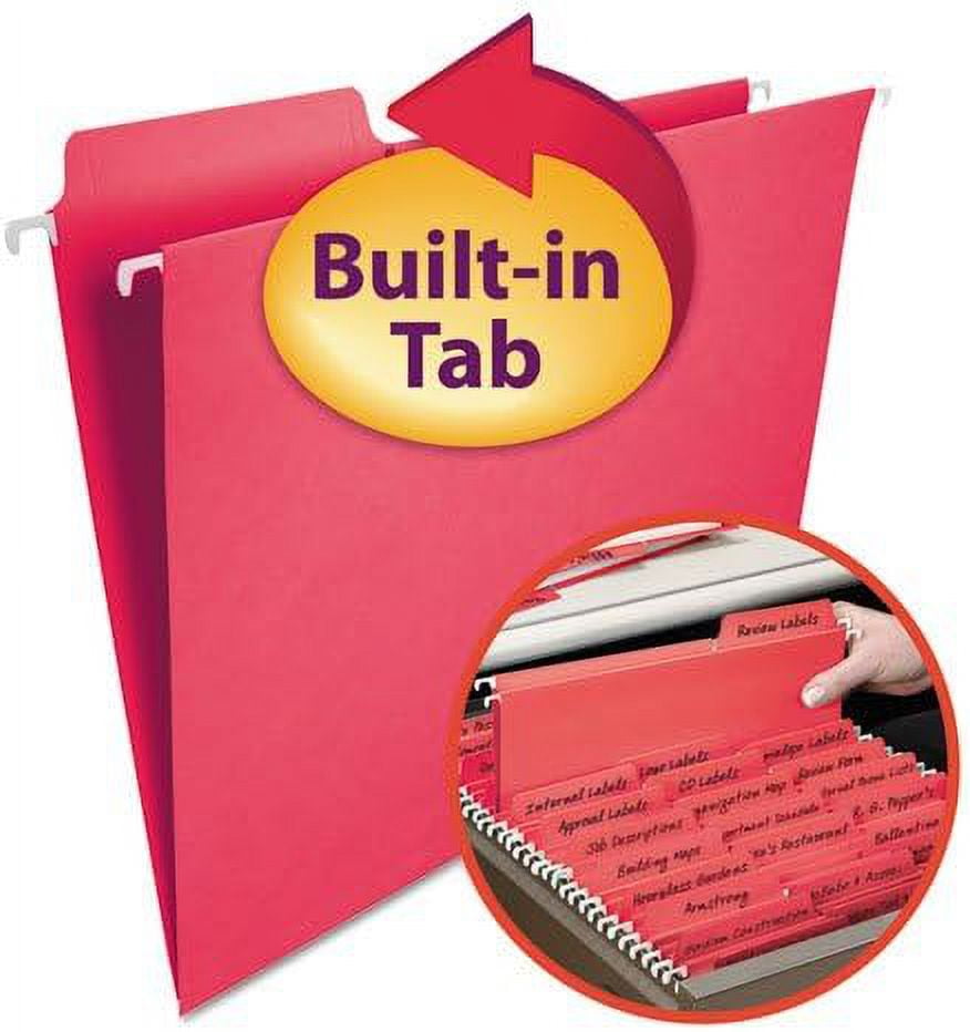FasTab Hanging File Folders, Letter, Red, 20/Box, Sold as 1 Box ...