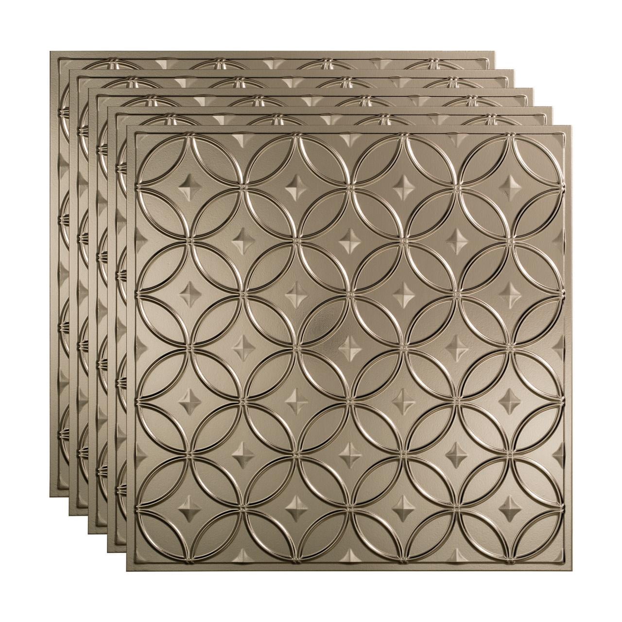 Fasade Rings 2ft x 2ft Vinyl Lay In Ceiling Tile Brushed Nickel 5pk ...