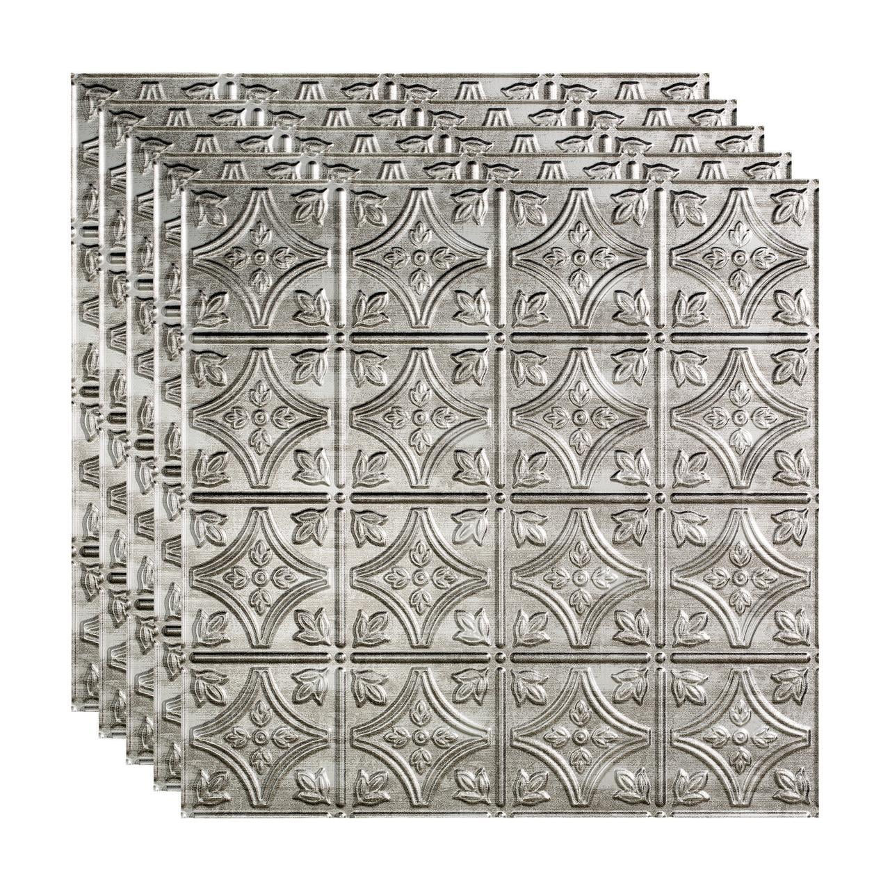 Fasade Trad 1 2ft x 2ft Vinyl Lay In Ceiling Tile Crosshatch Silver 5pk ...