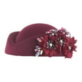 Fascinator Hat Wool Crystal Flower Designs Stewardess Hat for Cocktail ...