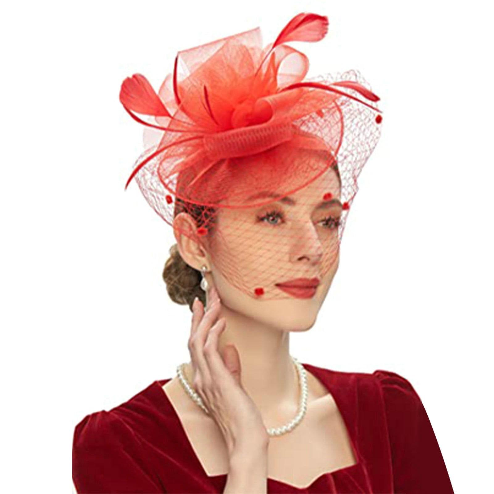 Fascinator Hat with Sheer Mesh Large Flower Veil - Retro Elegant Photo ...