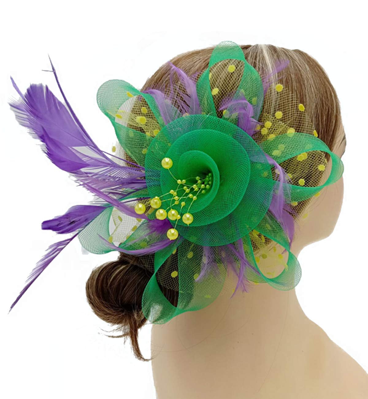 Fascinators Hat for Women Wedding Feather Flower Headwear Purple ...