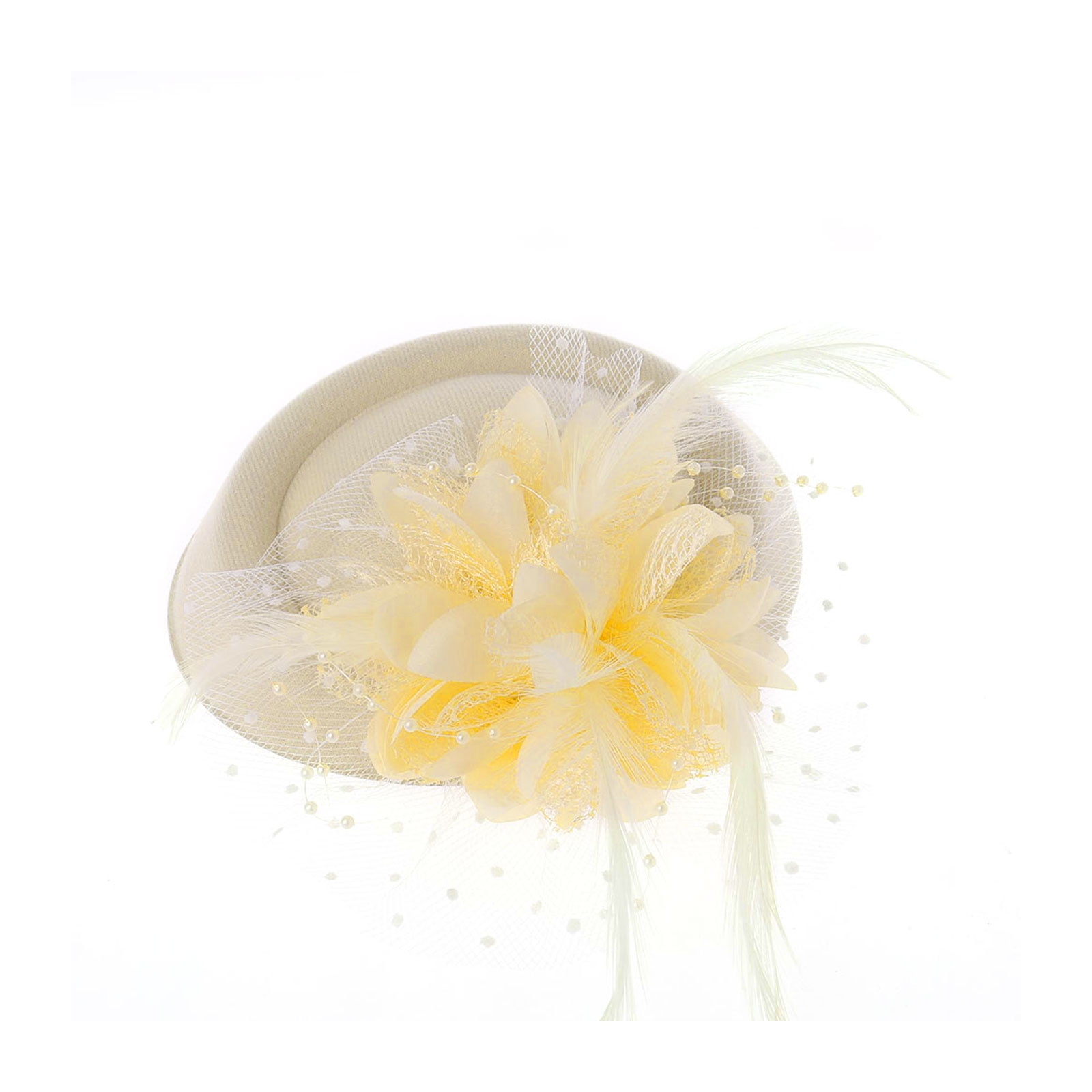 Fascinators Hats Solid Color Feather Flower Pillbox Hat Cocktail Tea ...