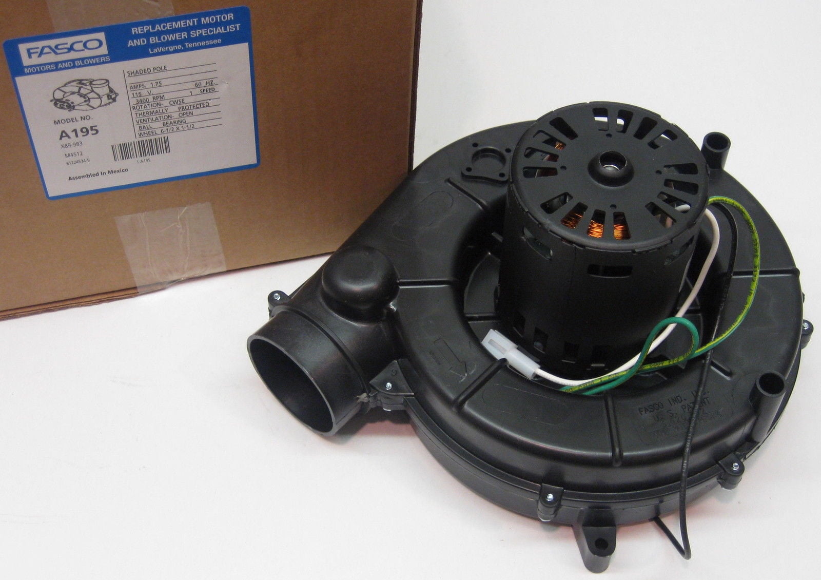Fasco A195 HVAC Furnace Draft Inducer Blower Motor for Trane D330757P03 X38040313070 - Walmart.com