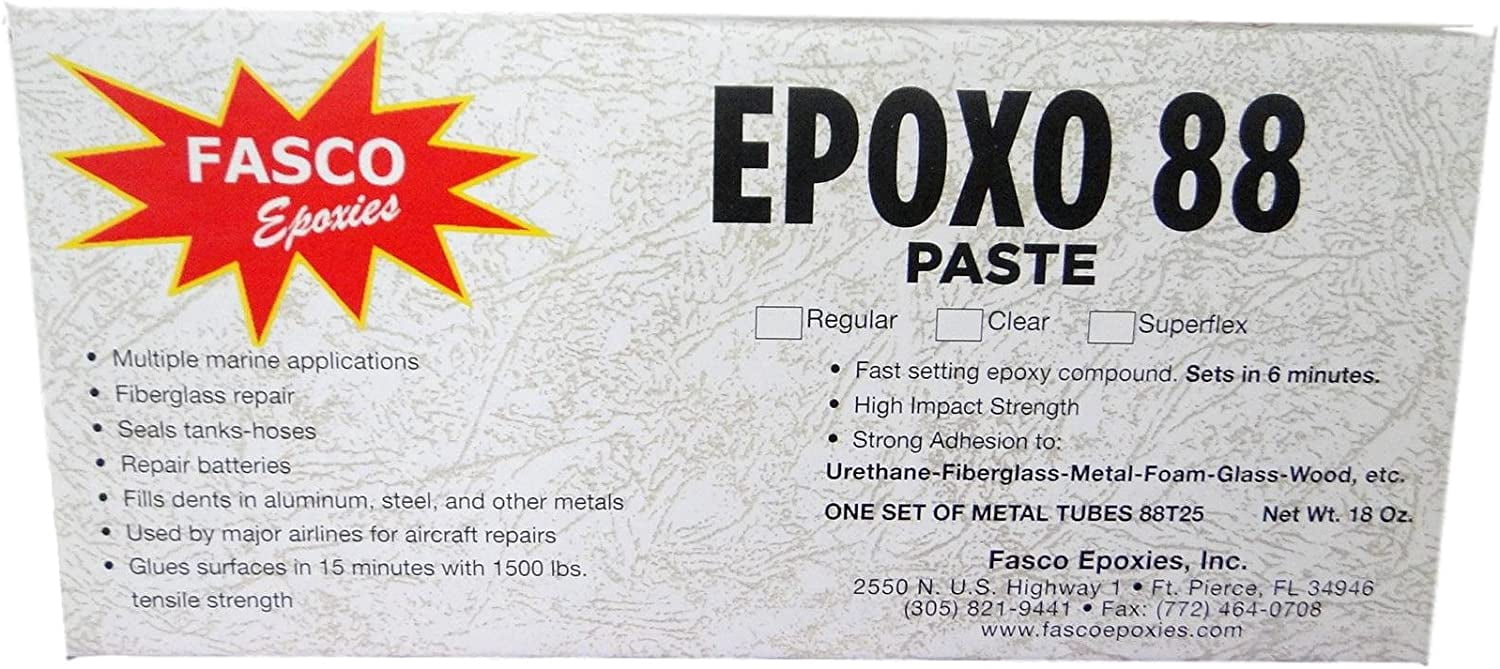 Fasco Epoxo-88 | 6min Set Epoxy Paste Clear Adhesive Glue 18oz Tube kit ...