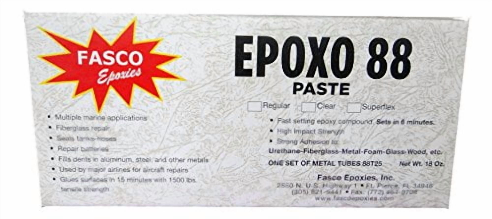 Fasco Epoxo-88 | 6min Set Epoxy Paste Clear Adhesive Glue 18oz Tube kit - Walmart.com