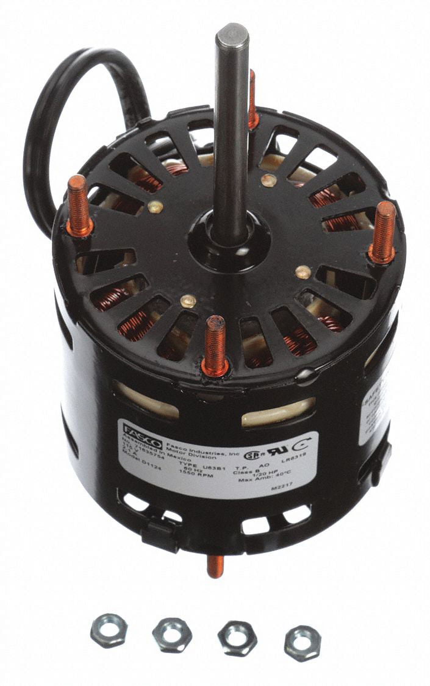 Fasco Motor,1/20 HP,1550 rpm,3.3,115V D1124 - Walmart.com