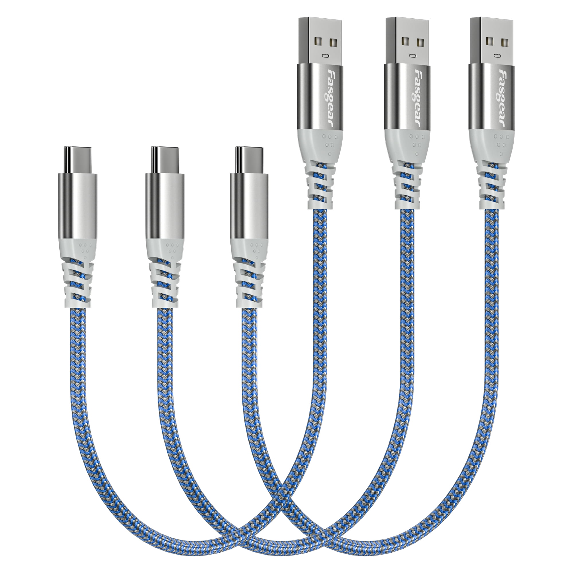 Fasgear Short USB C Cable - 3 Pack 1 ft Fast Charging USB A to Type C ...