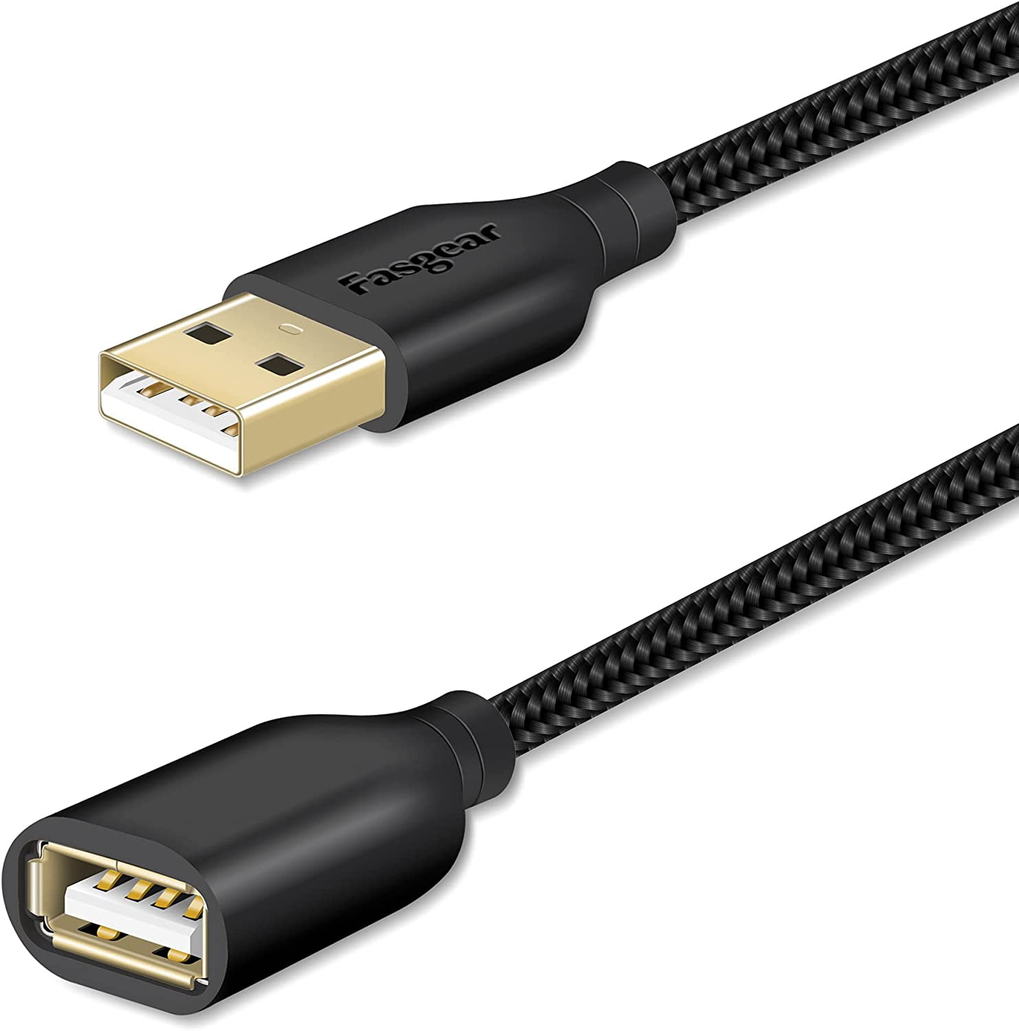Fasgear 6ft USB 2.0 Extension Cable - Male to Female for Syncing ...