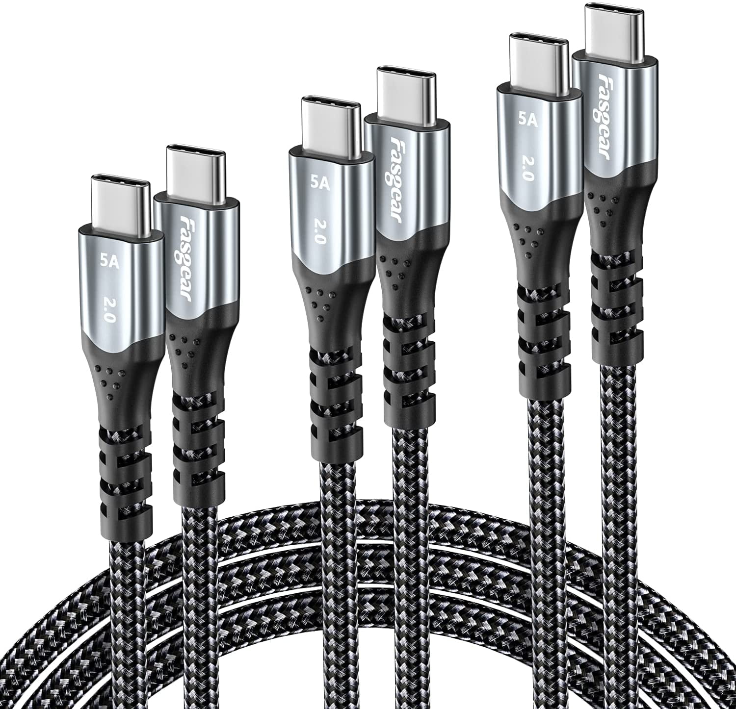 Fasgear USB C to USB C Cable 100W Fast Charging : 3Pack 1.6ft+3ft+6ft ...