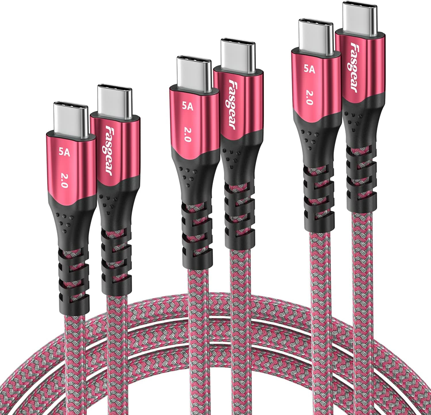 Fasgear USB C to USB C Cable 100W Fast Charging : 3Pack 1.6ft+3ft+6ft ...