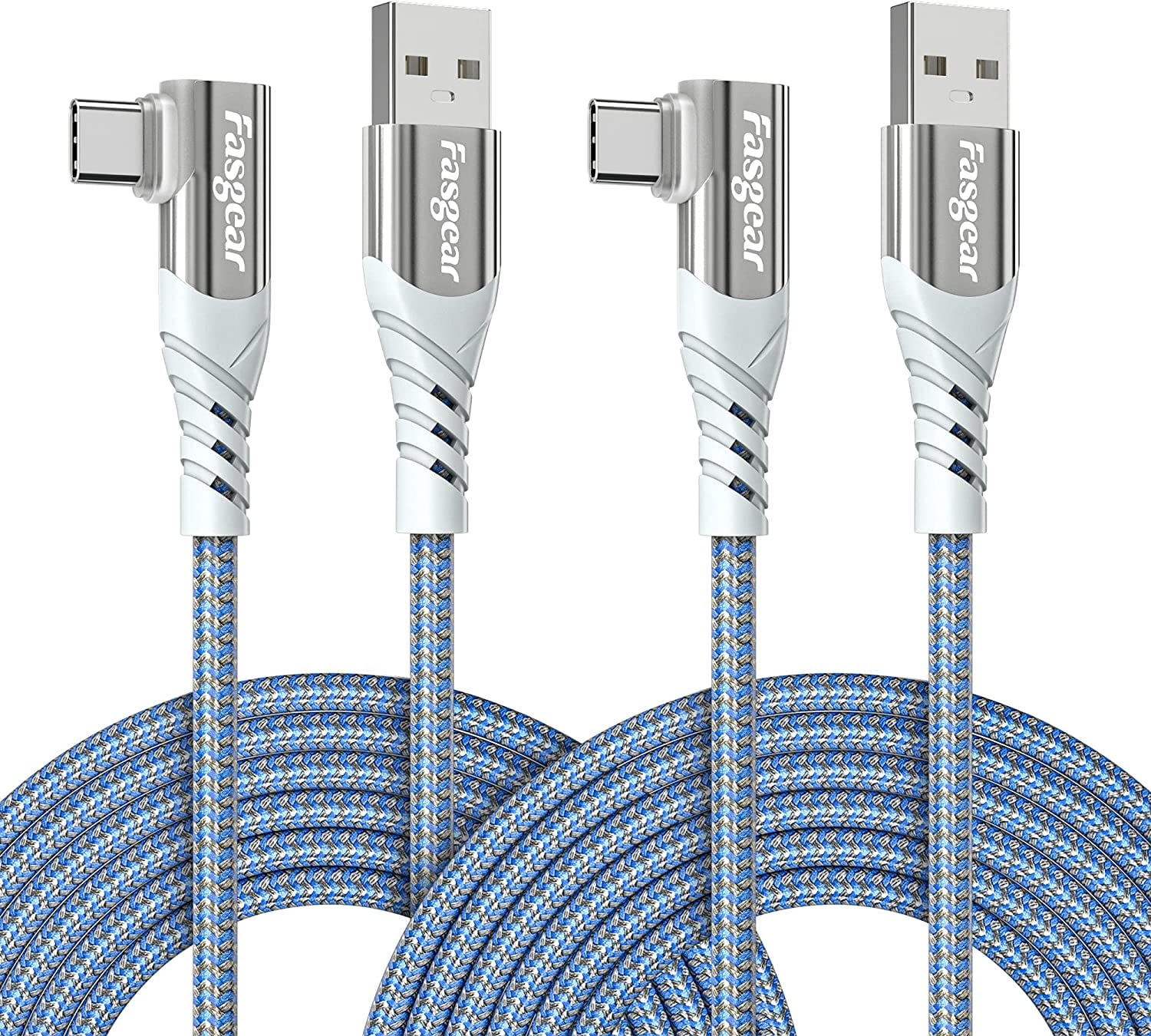 Fasgear USB C Cable 10ft, 2 Pack 3A Fast Charging Long Nylon Braided ...