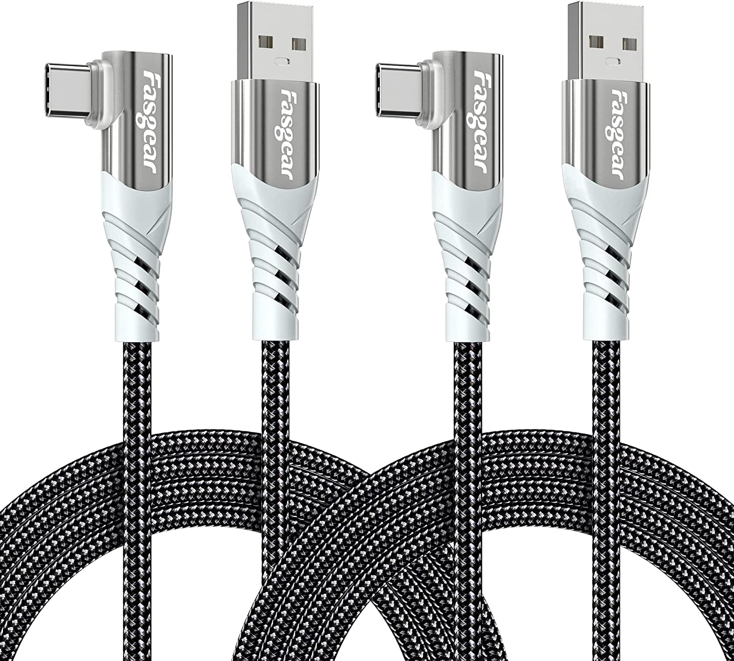 Fasgear USB C Cable Braided 2 Pack 6ft 3A Fast Charging Type C to USB A ...