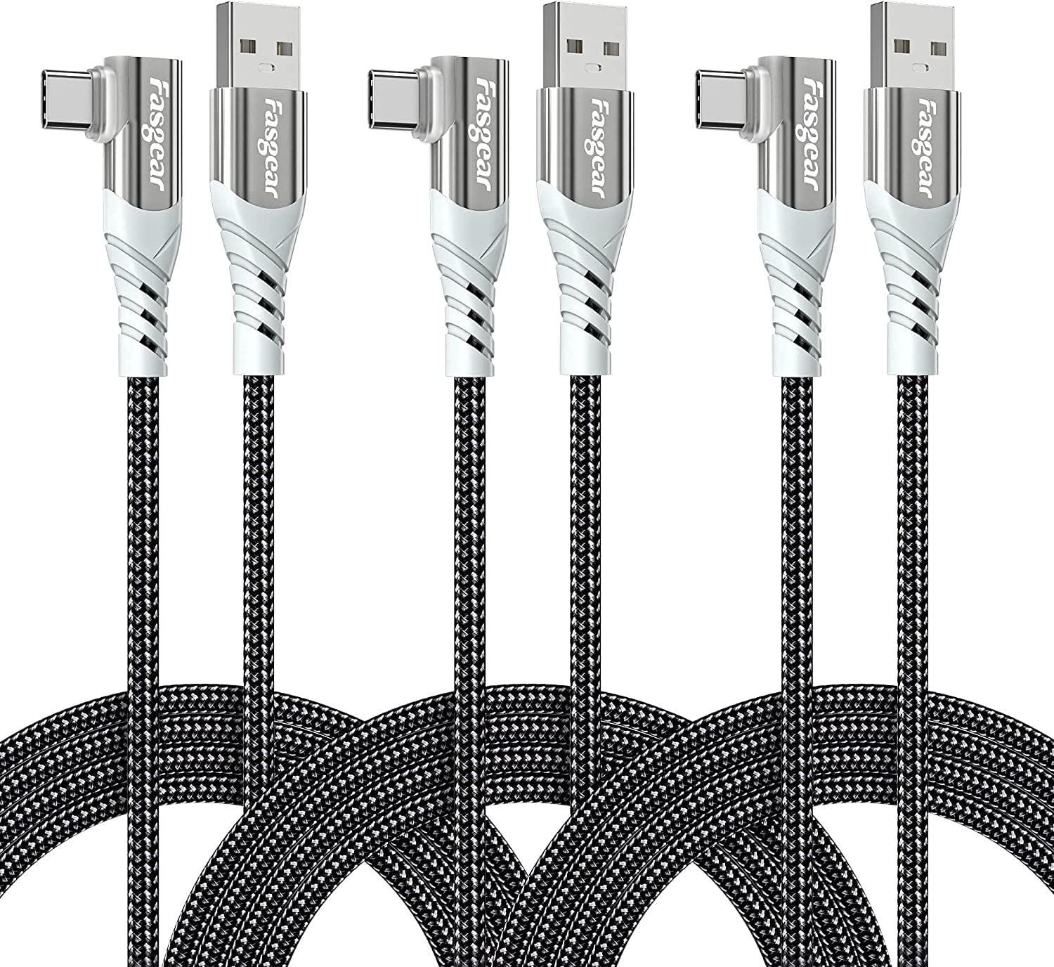 Fasgear USB C Cable Braided 3Pack 6ft 3A Fast Charging Type C to USB A ...